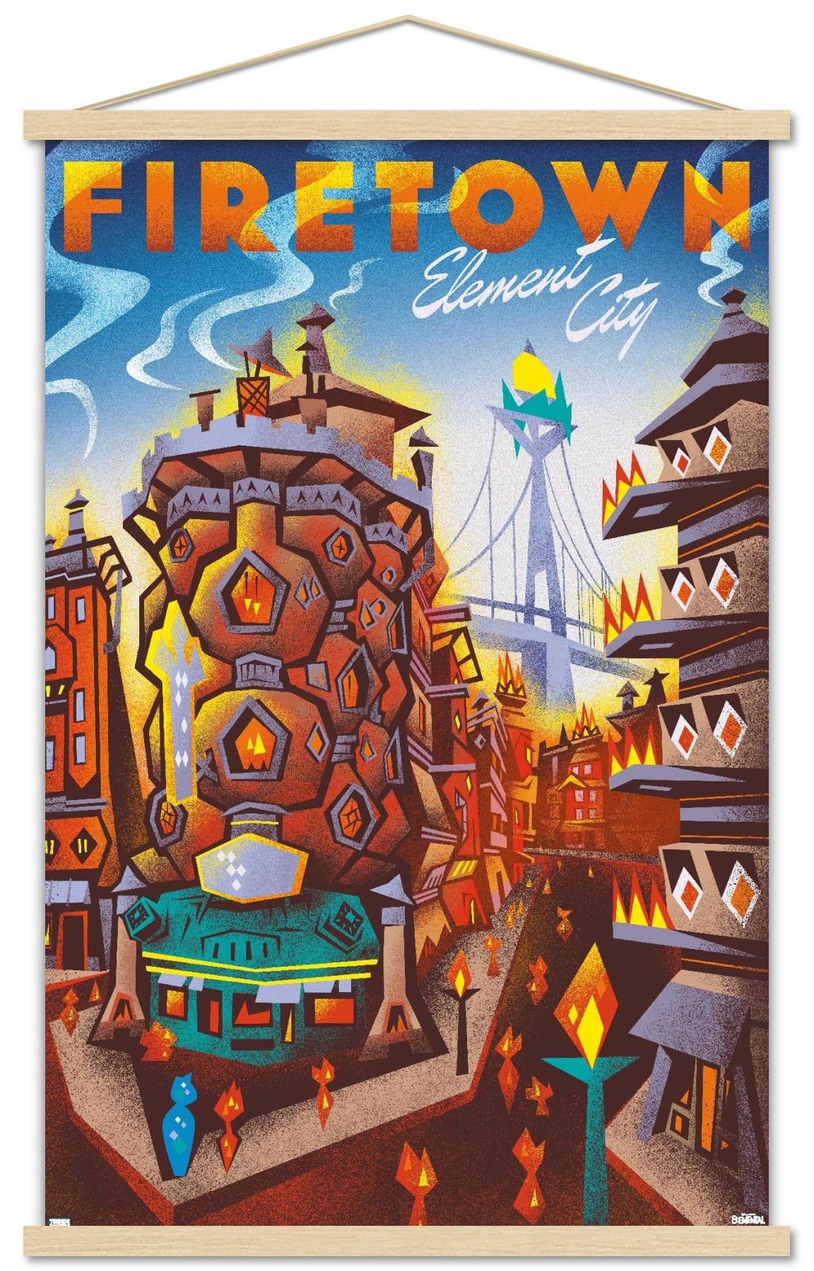 Disney Pixar Elemental - Firetown Wall Poster with Magnetic Frame, 22. ...