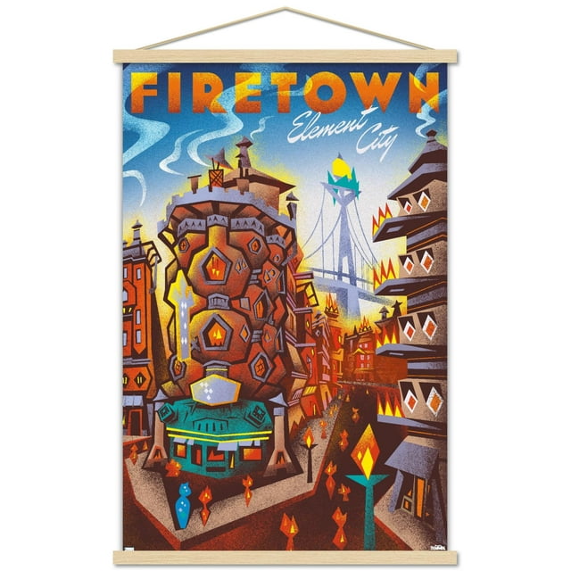 Disney Pixar Elemental - Firetown Wall Poster with Magnetic Frame, 22. ...