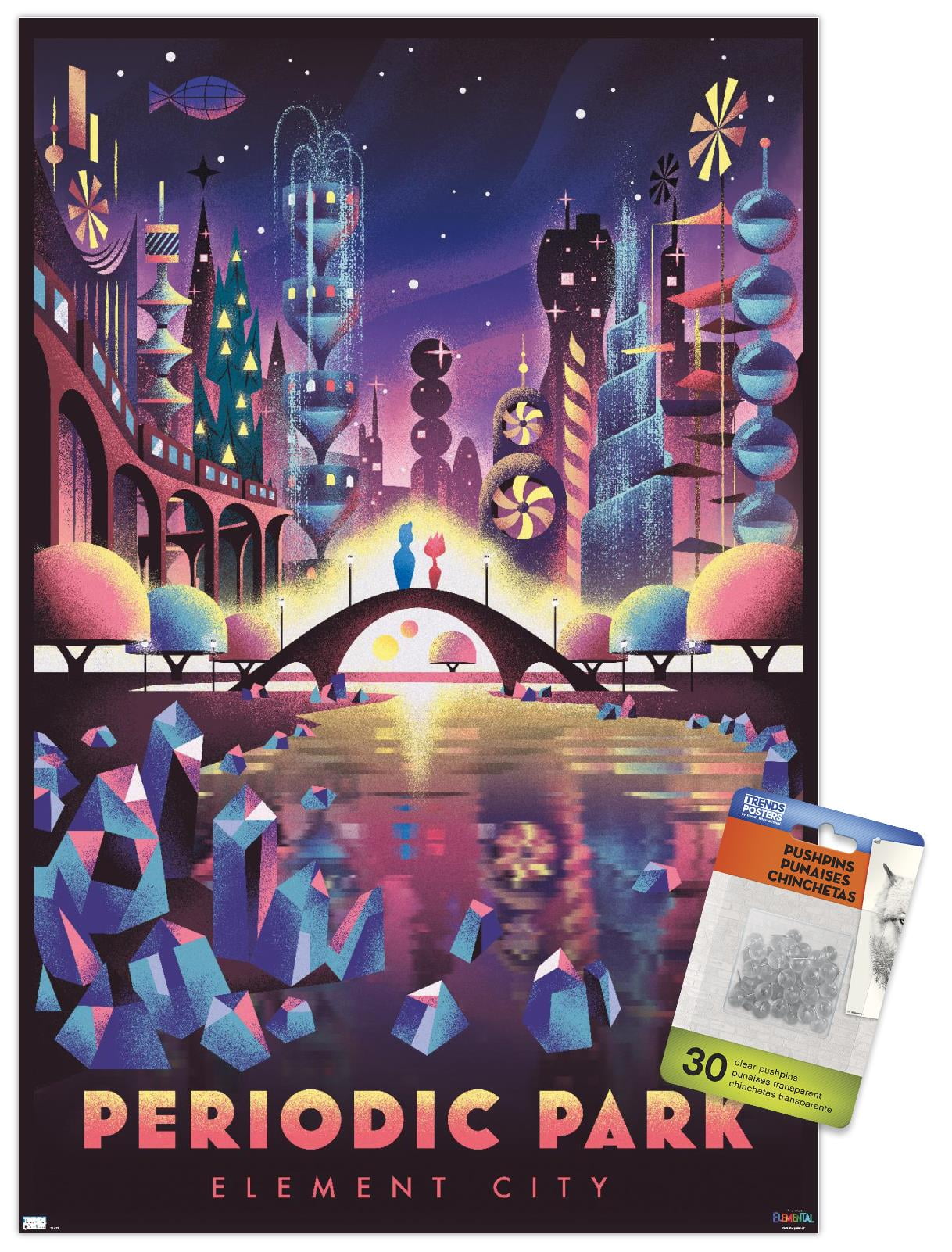 Disney Pixar Elemental - Periodic Park Wall Poster with Push Pins, 14. ...