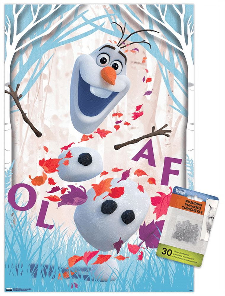 Disney Pixar Frozen 2 - Olaf Wall Poster with Push Pins, 14.725" x 22. ...