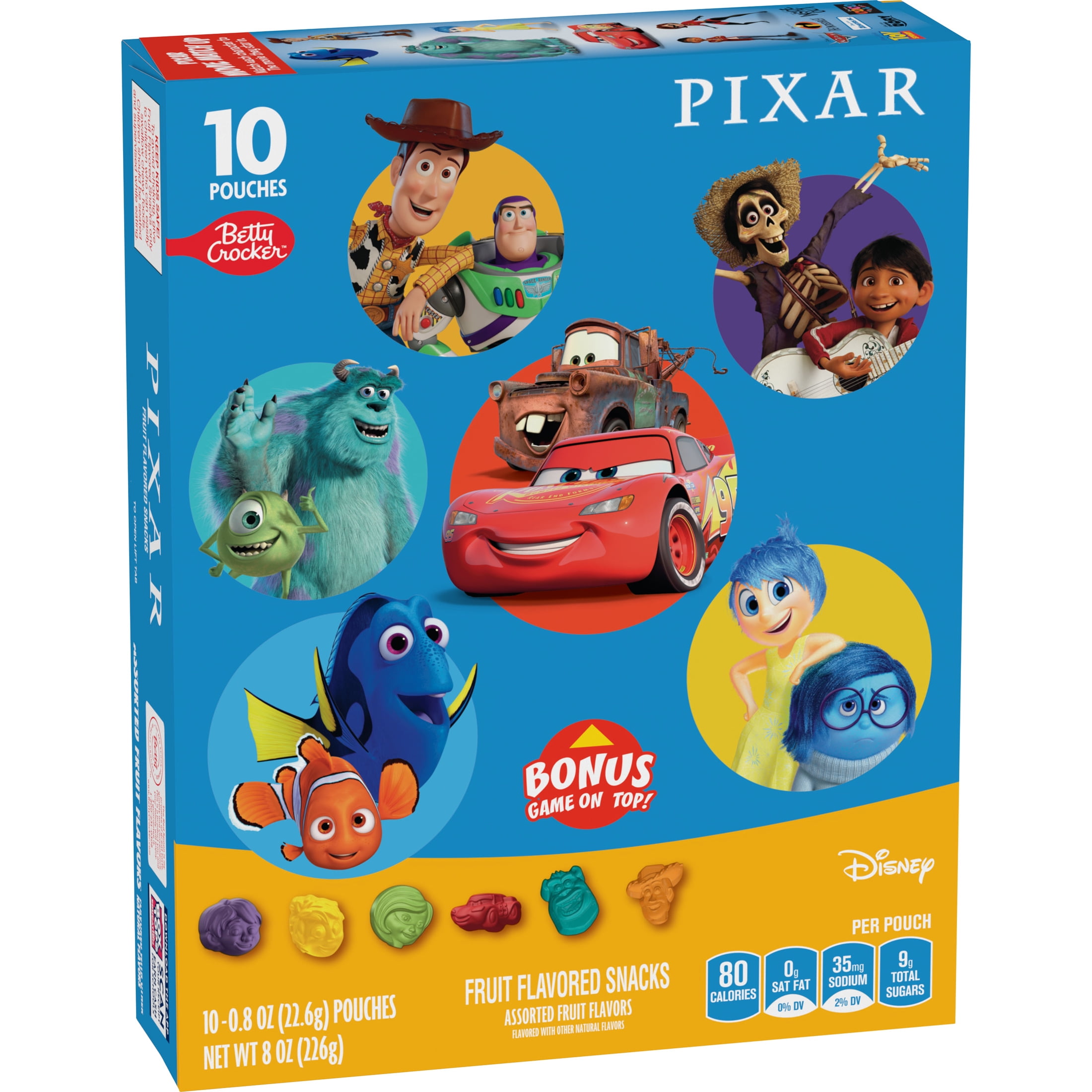 Disney Pixar Fruit Flavored Snacks, Gluten Free, Kids Snacks, 10 Ct, 8 ...
