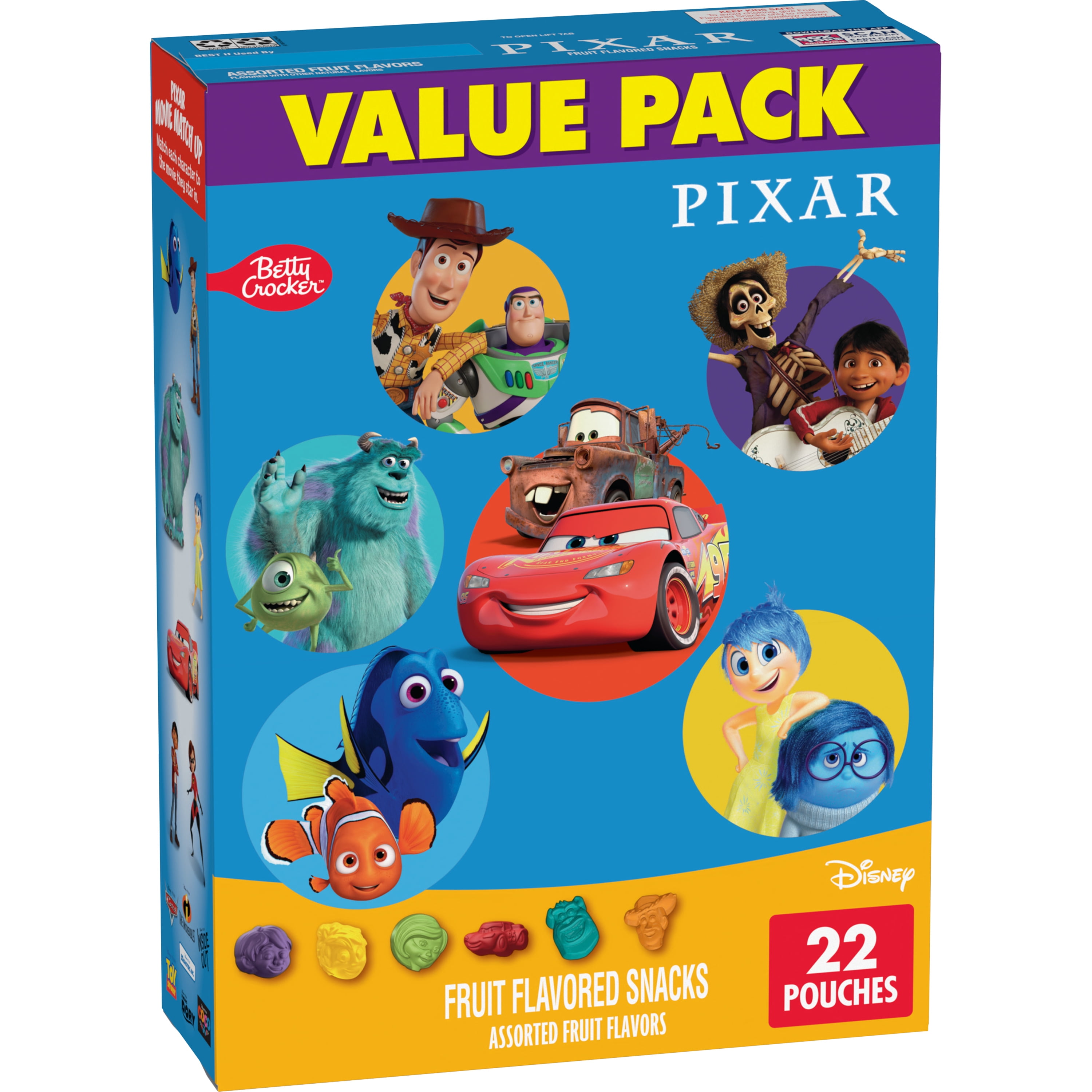 Disney Pixar Fruit Flavored Snacks Treat Pouches Value Pack 22 Ct