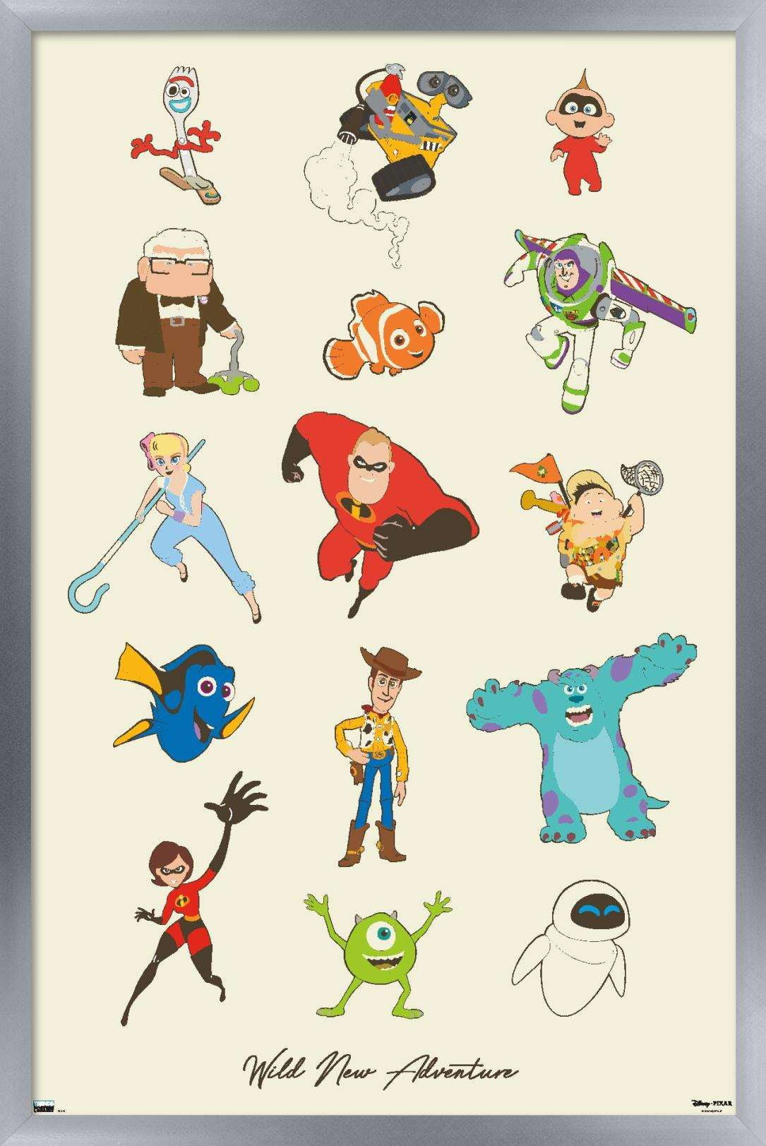 Disney Pixar - Group Wall Poster, 22.375" x 34", Framed - Walmart.com