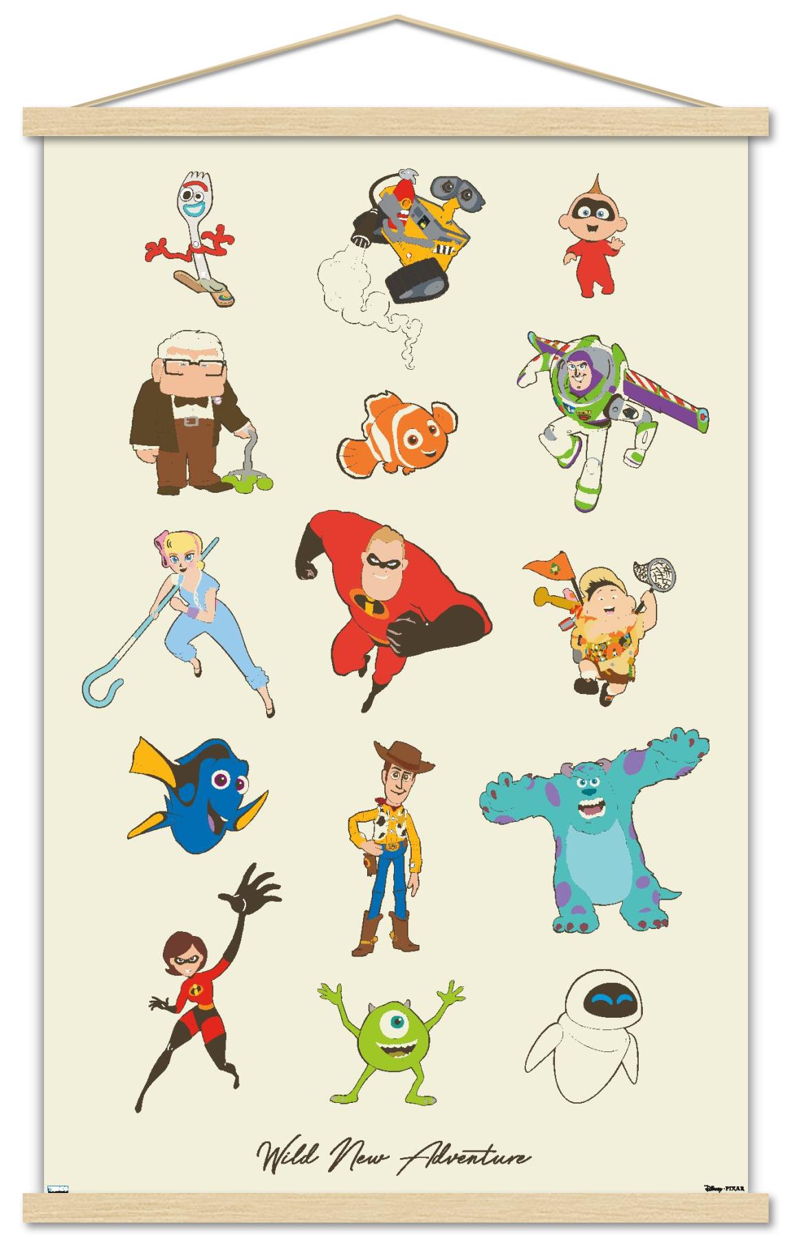 Disney Pixar - Group Wall Poster with Wooden Magnetic Frame, 22.375" x ...