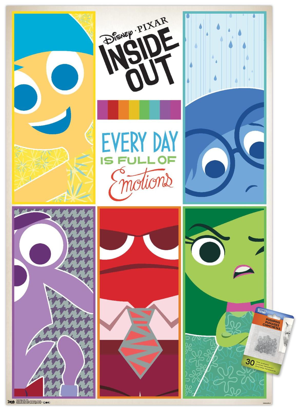 Disney Pixar Inside Out - Grid Wall Poster with Push Pins, 22.375" x 34 ...