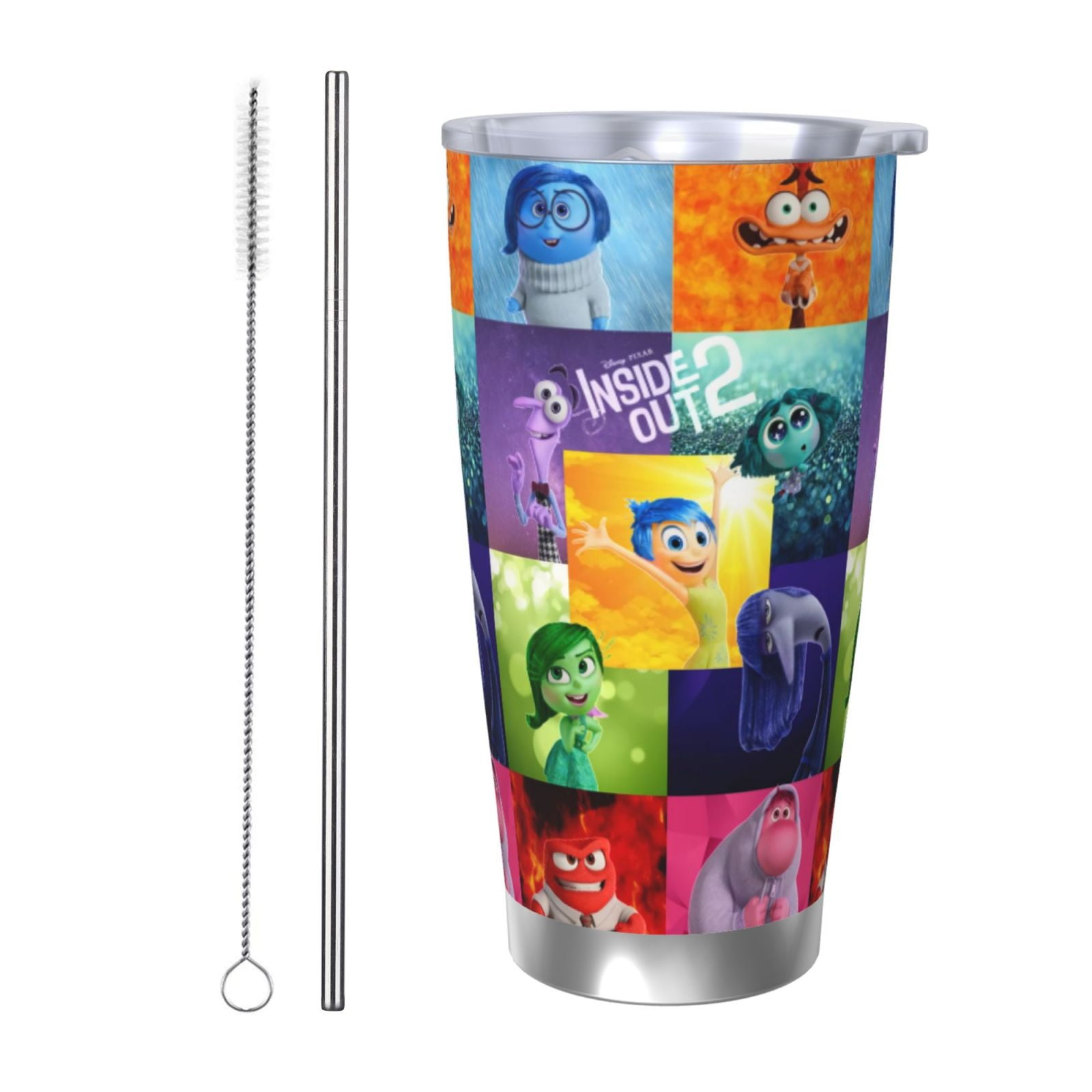 Disney-Pixar Inside Out Kids Water Bottle with Straw Lid,Insulated Stainless Steel Reusable ...
