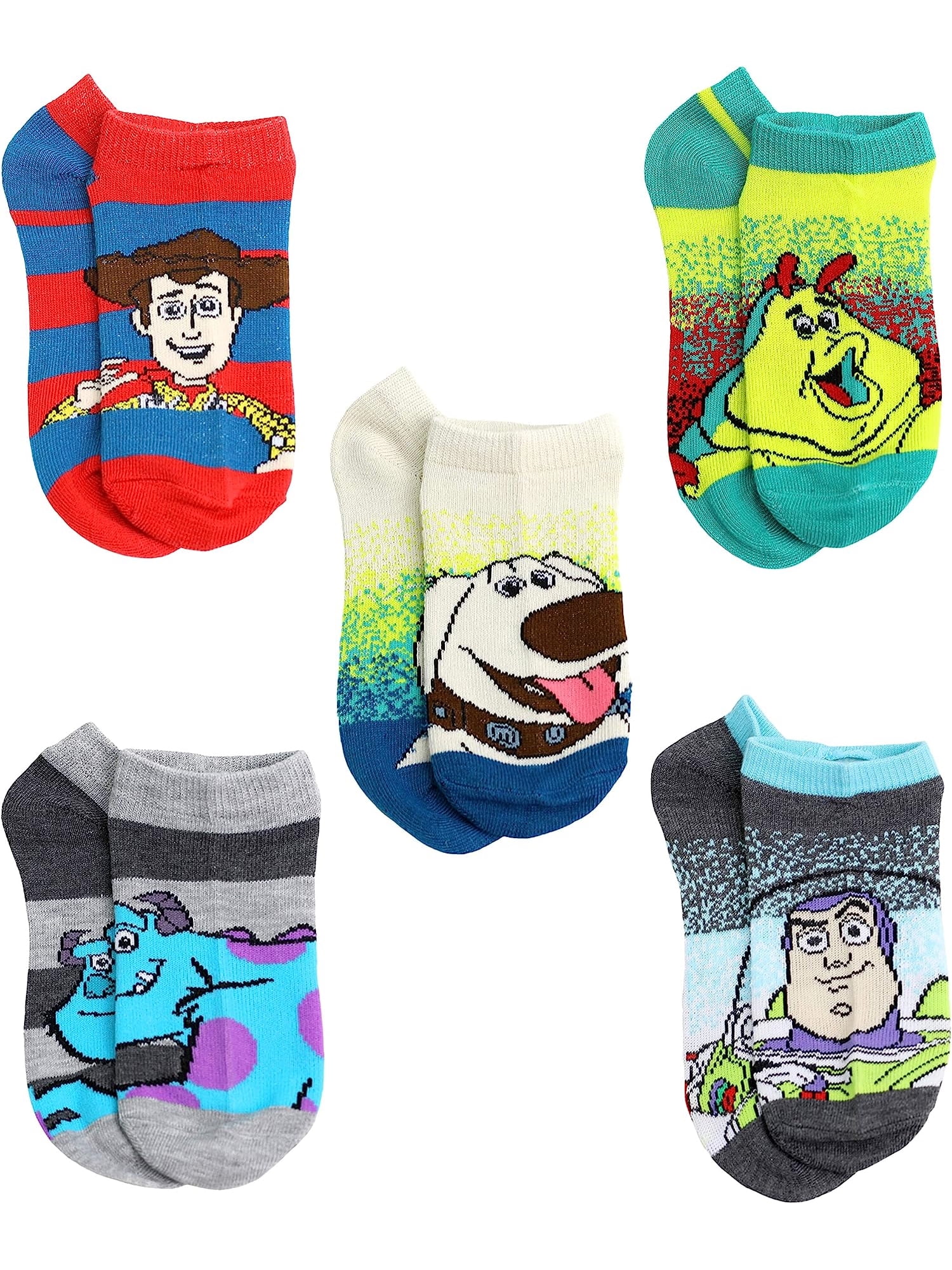 Disney Pixar Little Boys' Toy Story 5 Pack Socks, Size 4-6 (Shoe Sizes ...