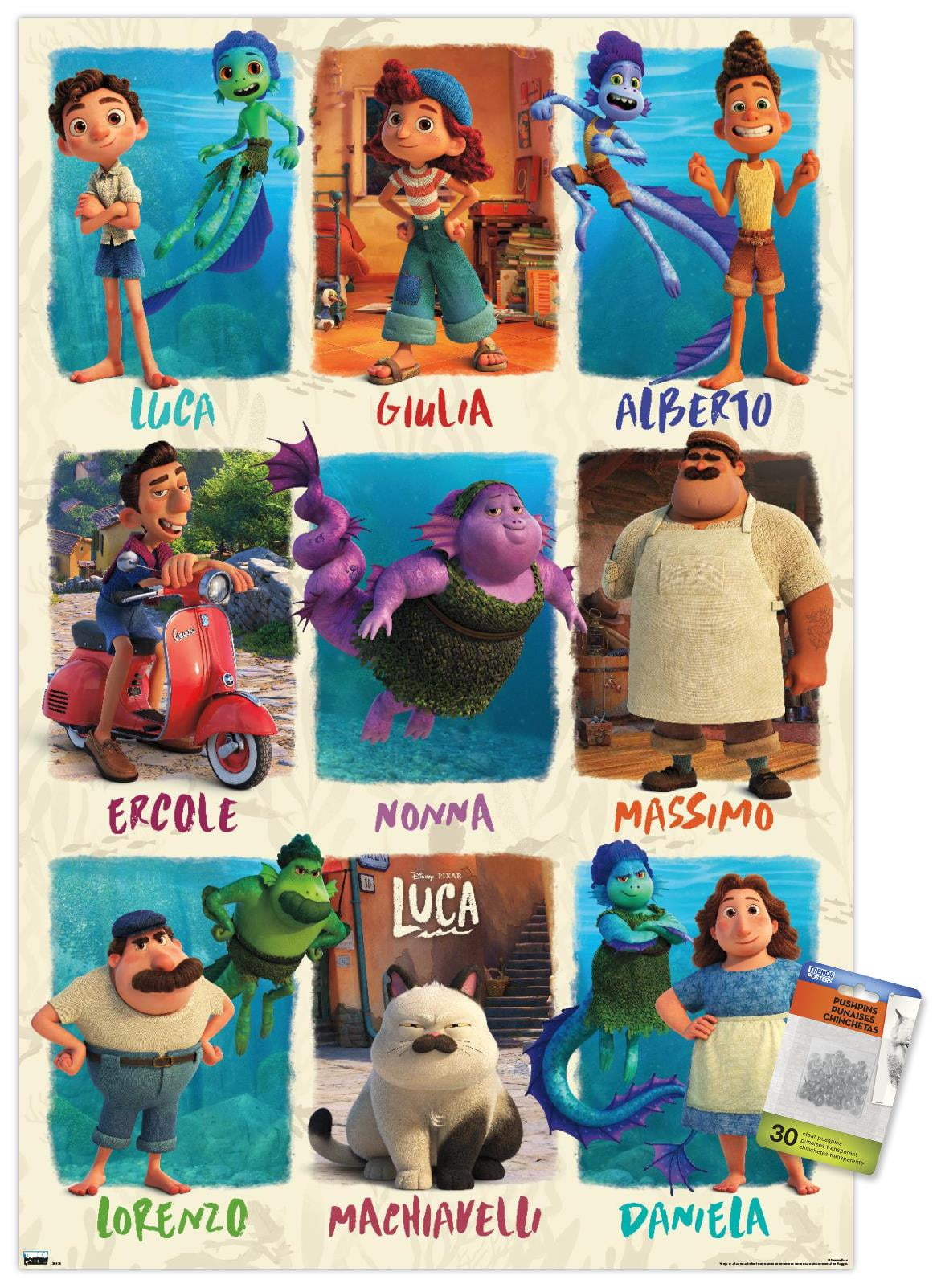 Disney Pixar Luca - Grid Wall Poster with Pushpins, 22.375" x 34 ...