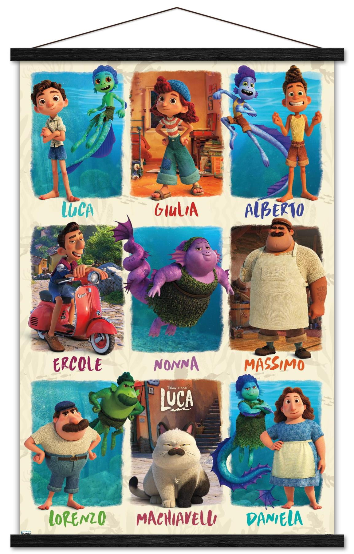 Disney Pixar Luca - Grid Wall Poster with Wooden Magnetic Frame, 22.375 ...