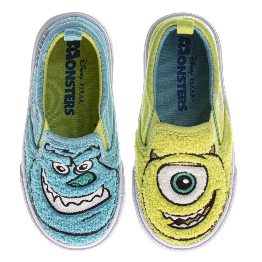 Disney Pixar Monsters Inc. Boys Mismatched Slip On Canvas Sneakers ...