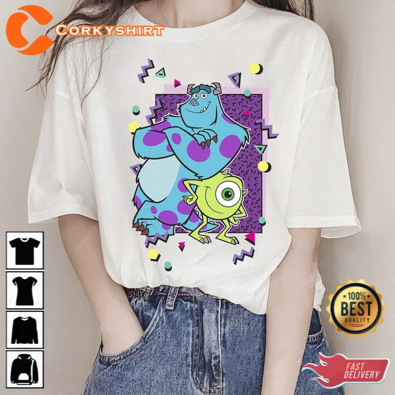 Disney Pixar Monsters Inc Mike And Sully 90s Style T-shirt - Walmart.com