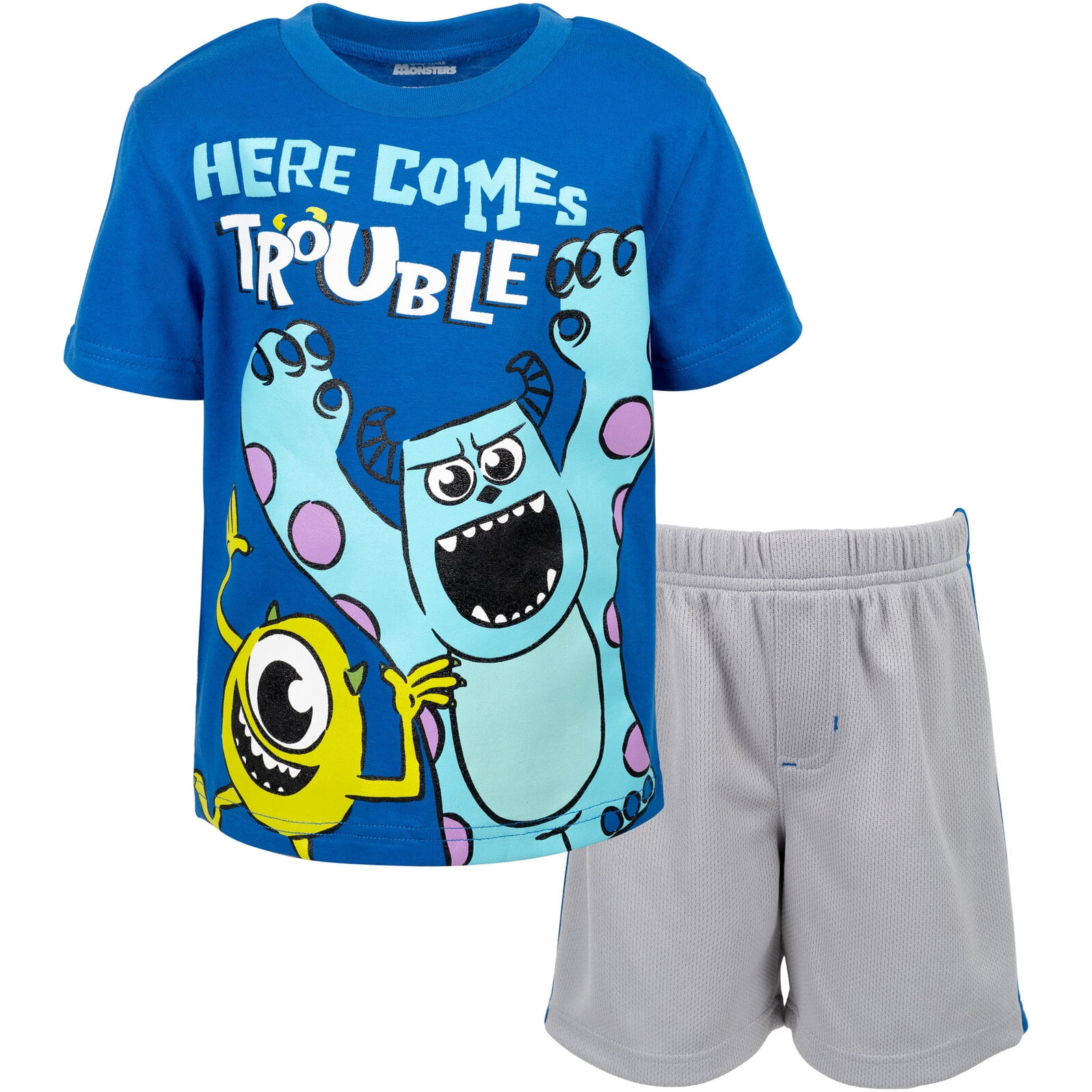 Disney Pixar Monsters Inc. Boys T-Shirt & Mesh Shorts Outfit Set ...