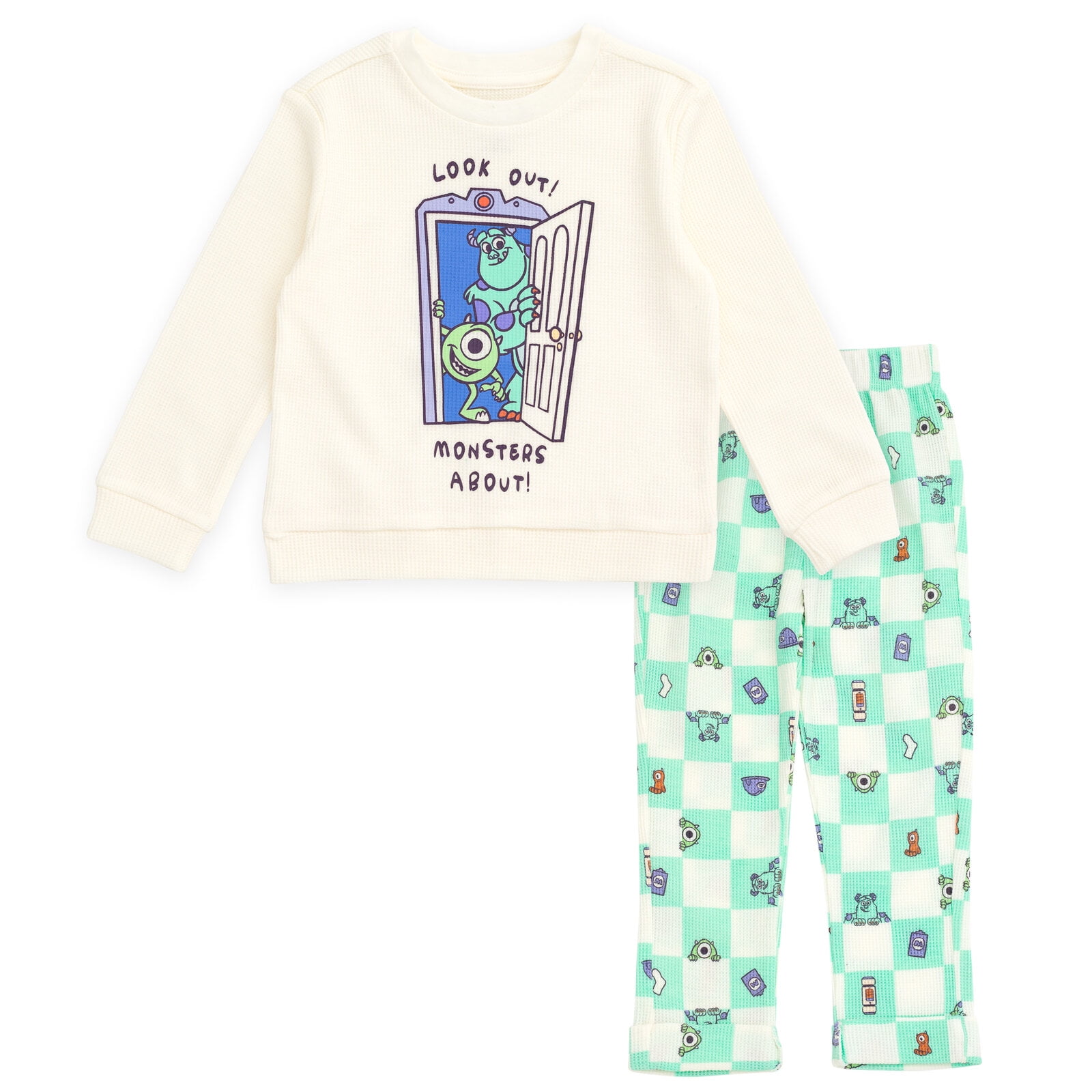 Disney Pixar Monsters Inc. Mike Sully Waffle Knit Pullover Sweatshirt ...