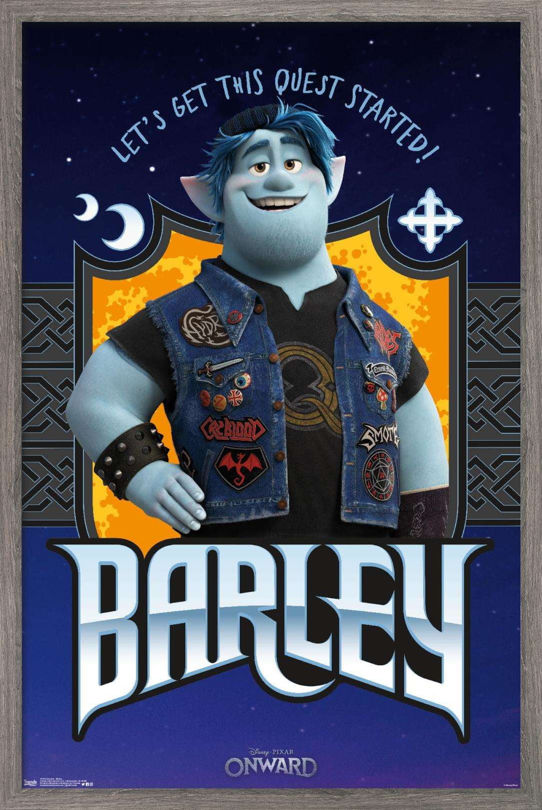 Disney Pixar Onward - Barley Wall Poster, 22.375" x 34", Framed ...