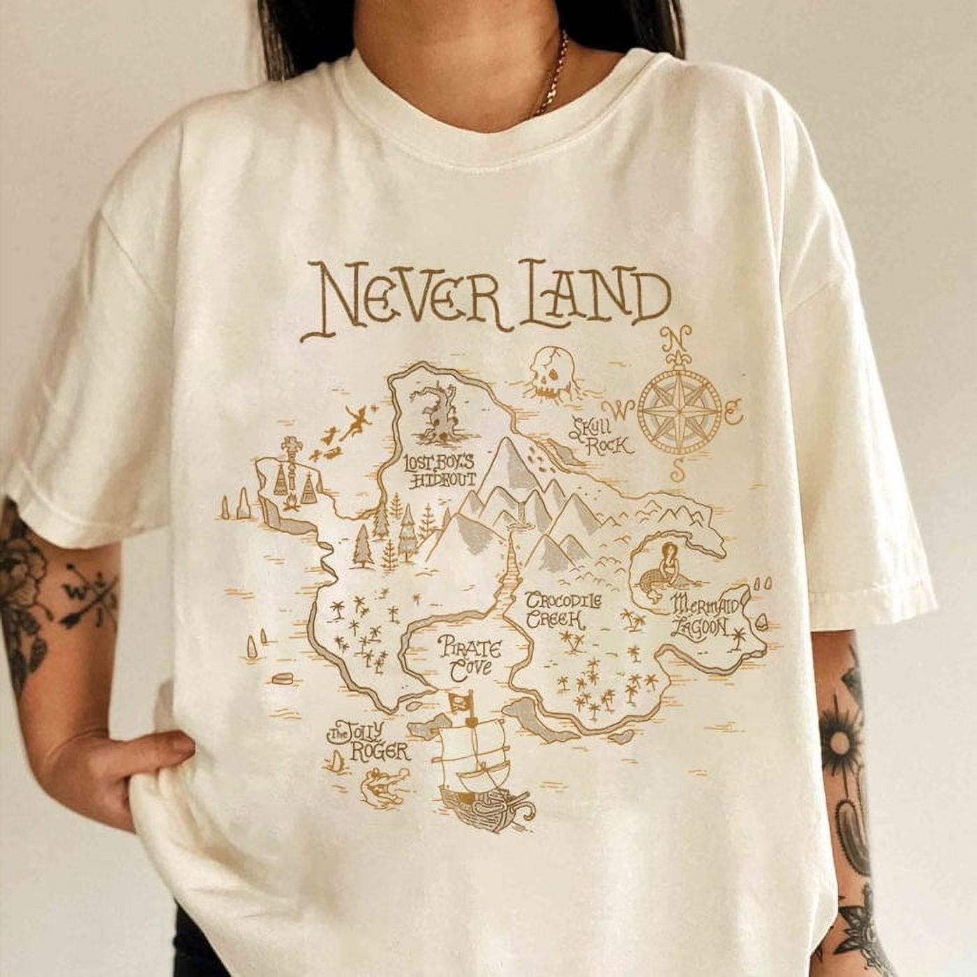 Disney Pixar Peter Pan Neverland Map T-Shirt, Disney Peter Pan Tee ...