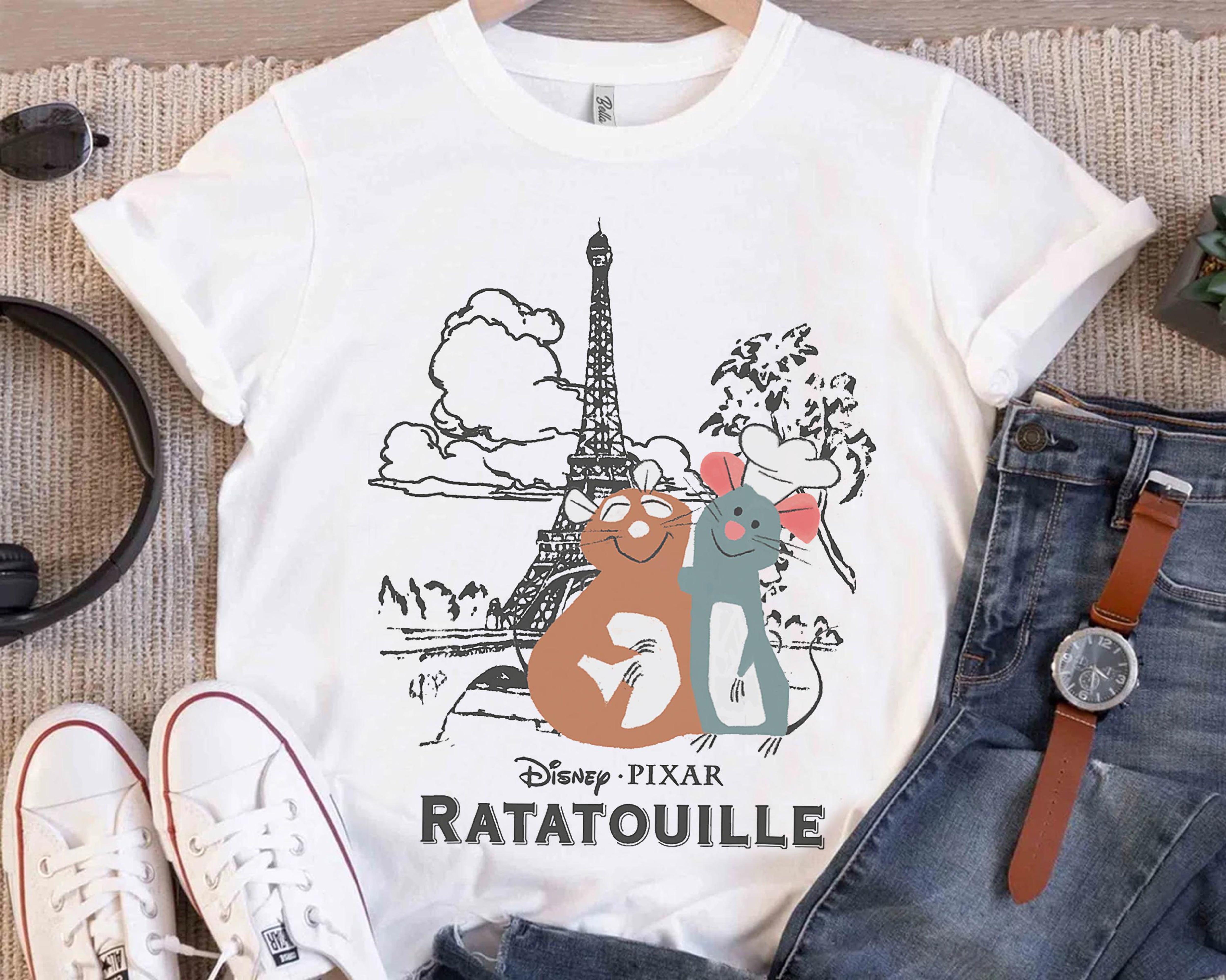 Disney Pixar Ratatouille Remy & Emile Cute Hug Paris Shot T-Shirt, Chef ...