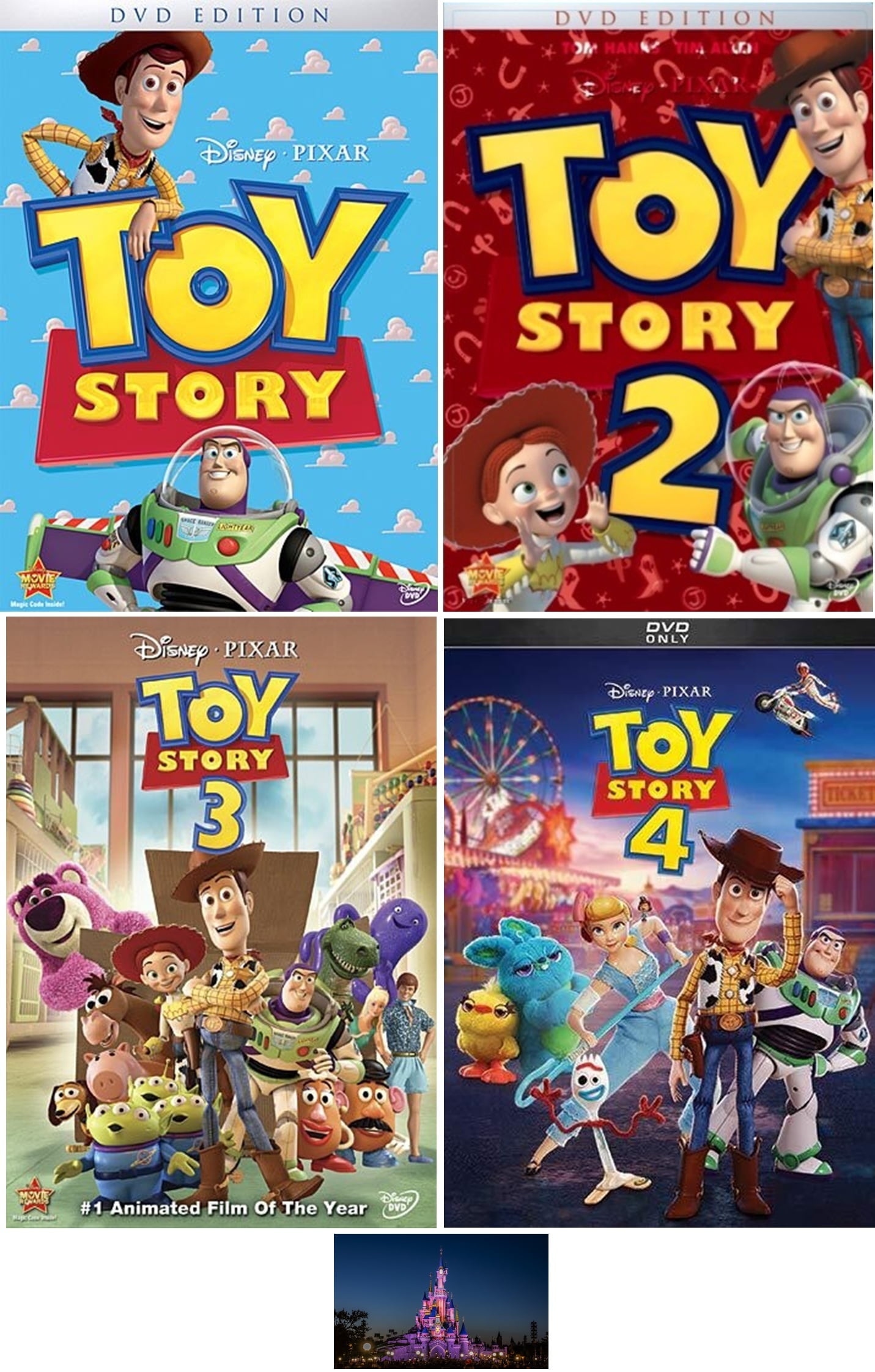 Disney Pixar TOY STORY 1 One 2 Two 3 Three 4 Four 4 DVD Set Bundled ...