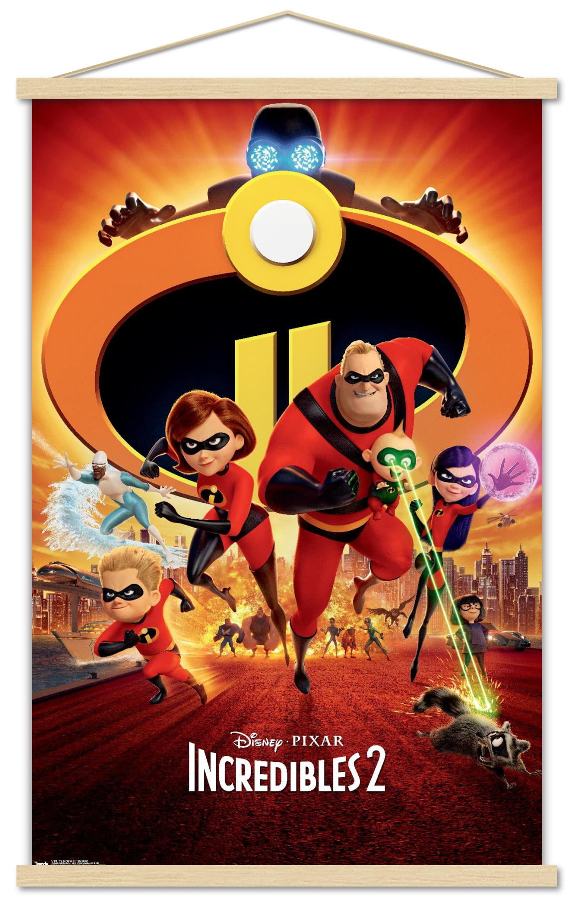Disney Pixar The Incredibles 2 - One Sheet Wall Poster with Wooden ...