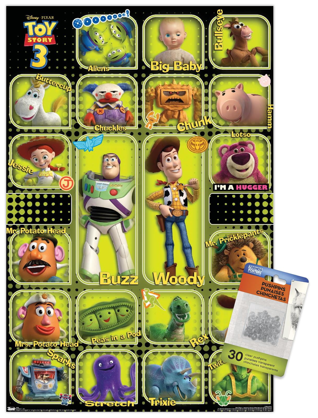 Disney Pixar Toy Story 3 - Toys Wall Poster with Push Pins, 14.725" x ...