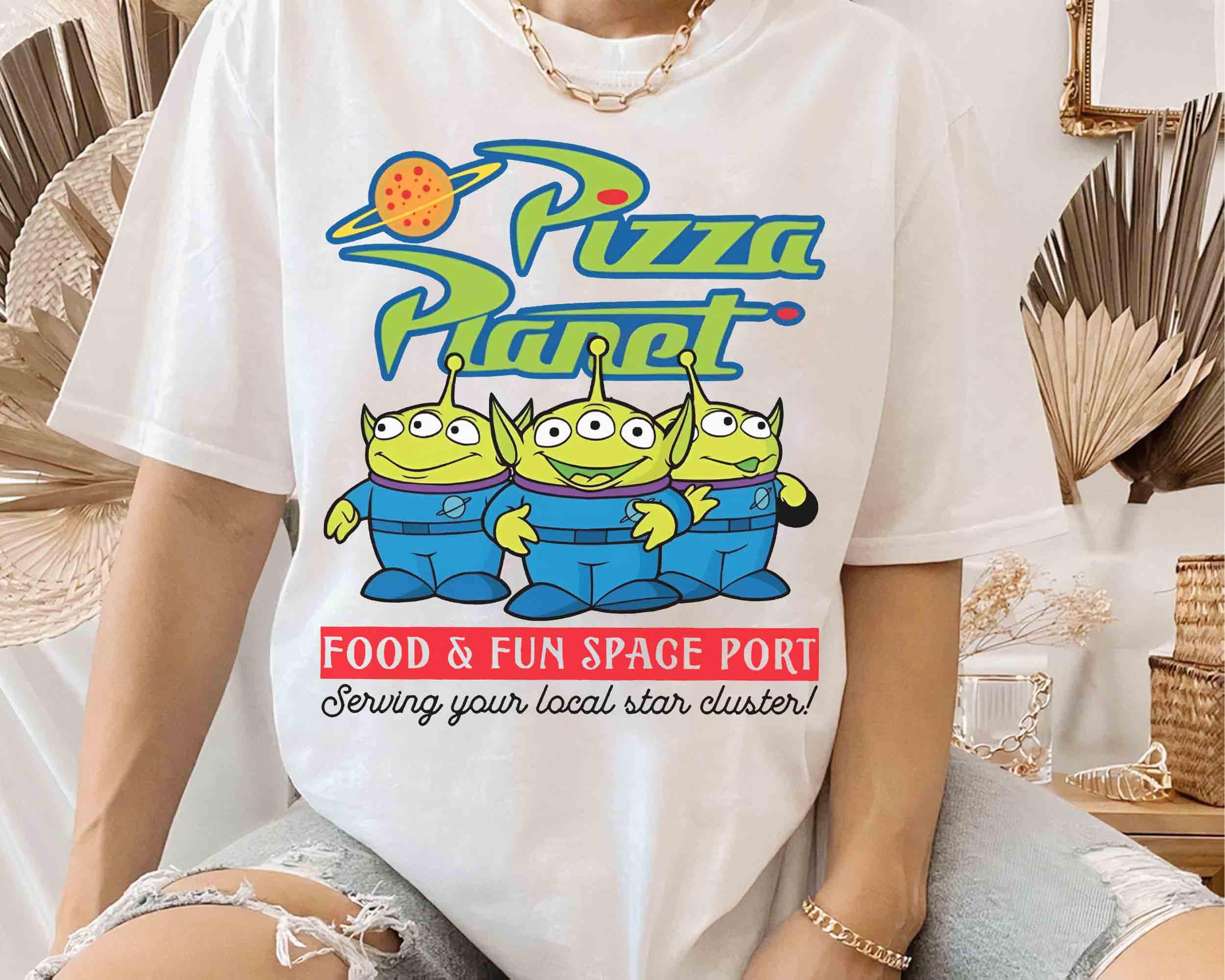 Disney Pixar Toy Story Aliens Pizza Planet Food & Fun Space Port Shirt ...
