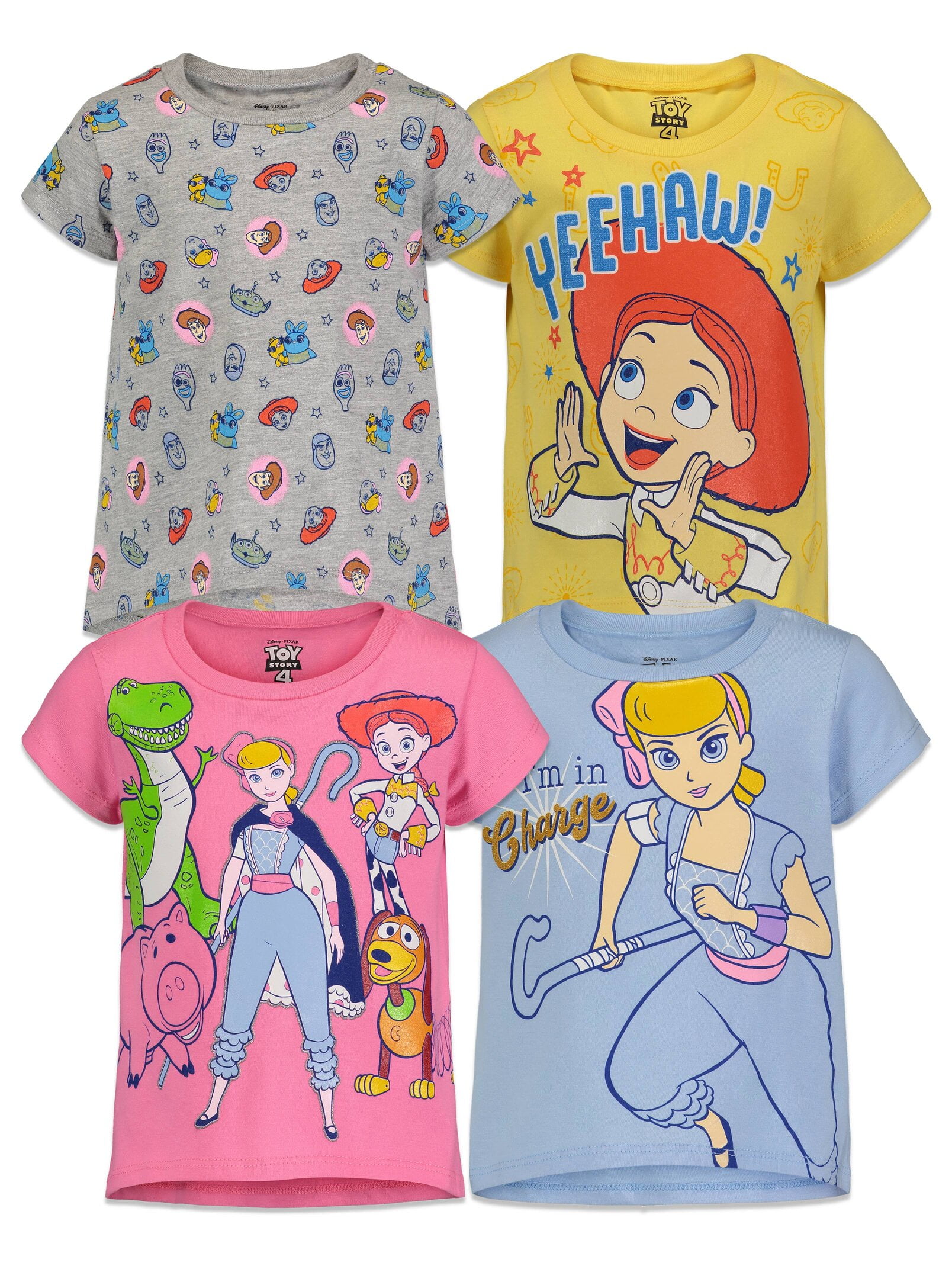 Disney Pixar Toy Story Clothes: Bo Peep Jessie T-Shirts 4 Pack for ...