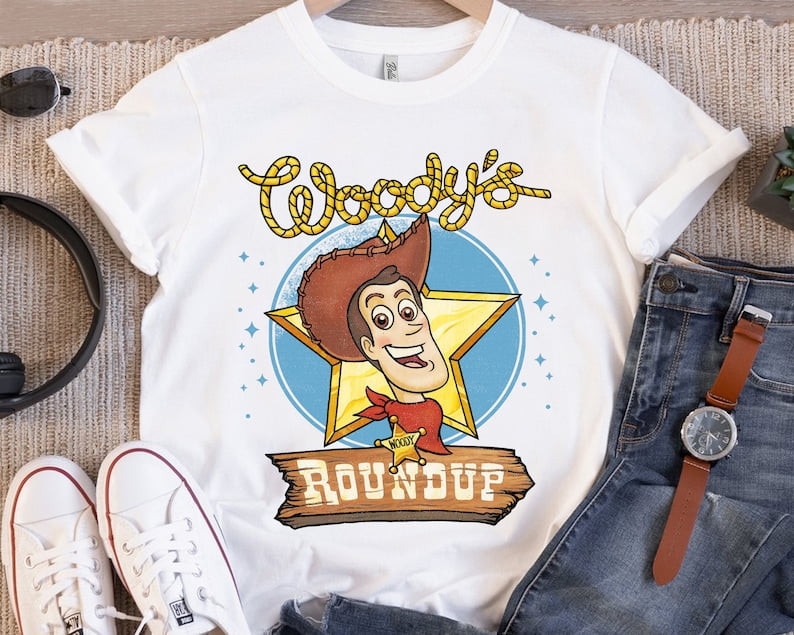 Disney Pixar Toy Story Cowboy Woody's Round Up Retro Shirt, Woody ...