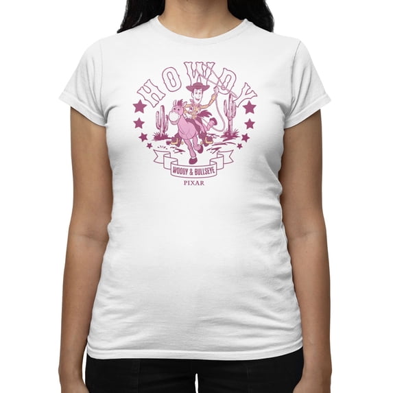 Disney Pixar Toy Story Howdy Woody Bullseye Star Women's T Shirt (White ...
