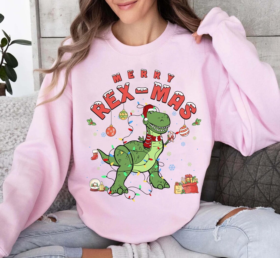 Disney Pixar Toy Story Merry Rex-Mas Christmas Lights SweatShirt,Light ...