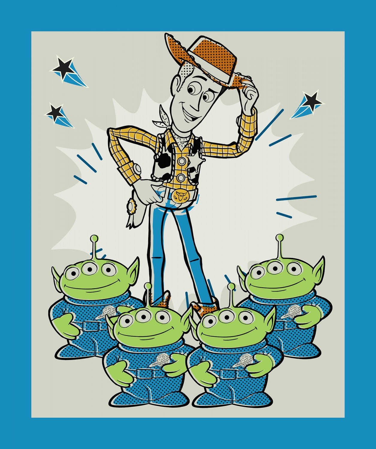 Disney Pixar Toy Story Woody Alien Crowd 35" Panel 100% Cotton Fabric ...