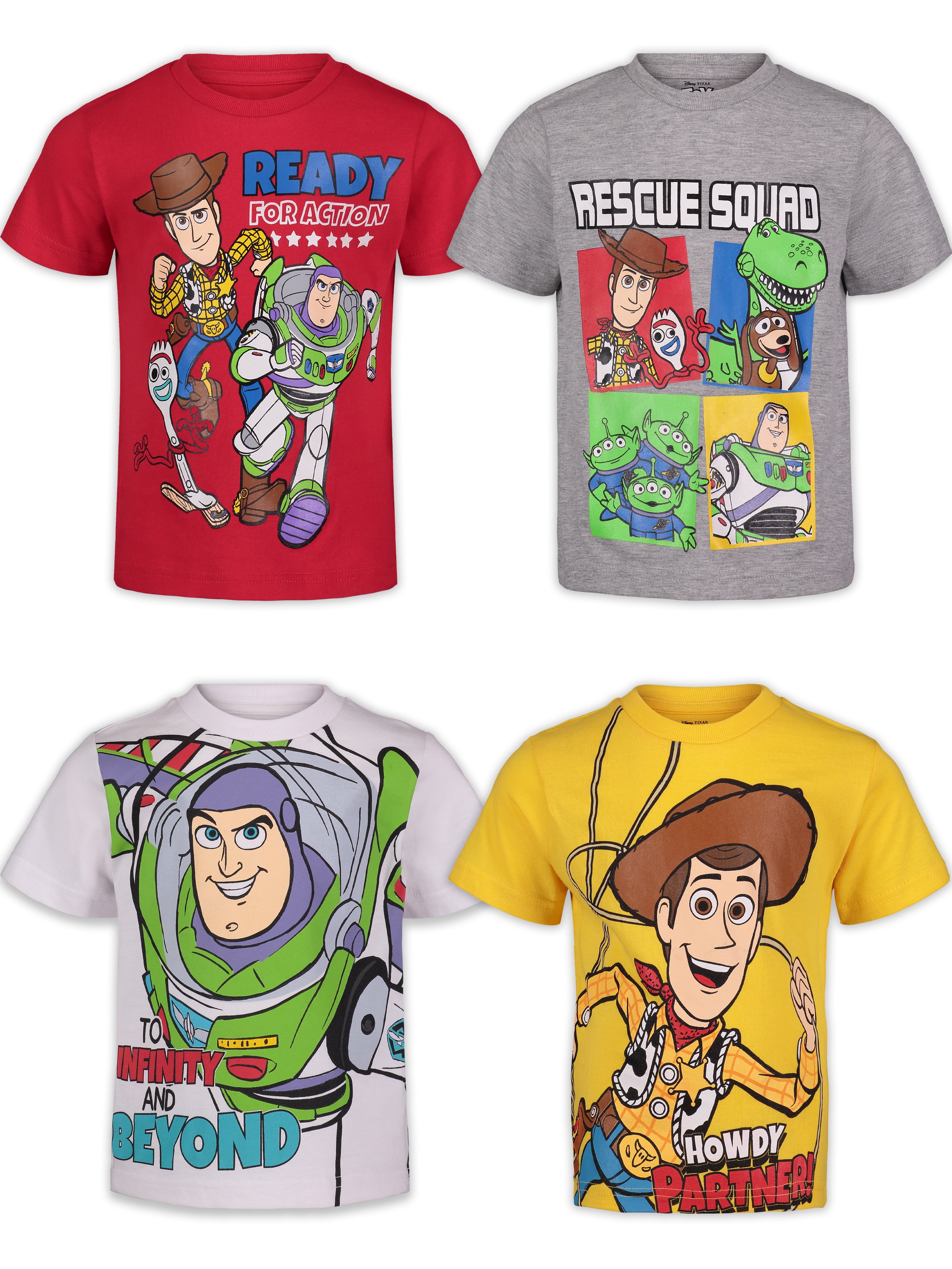 Disney Pixar Toy Story Toddler Boys 4 Pack T-Shirts: Woody, Buzz, Forky ...