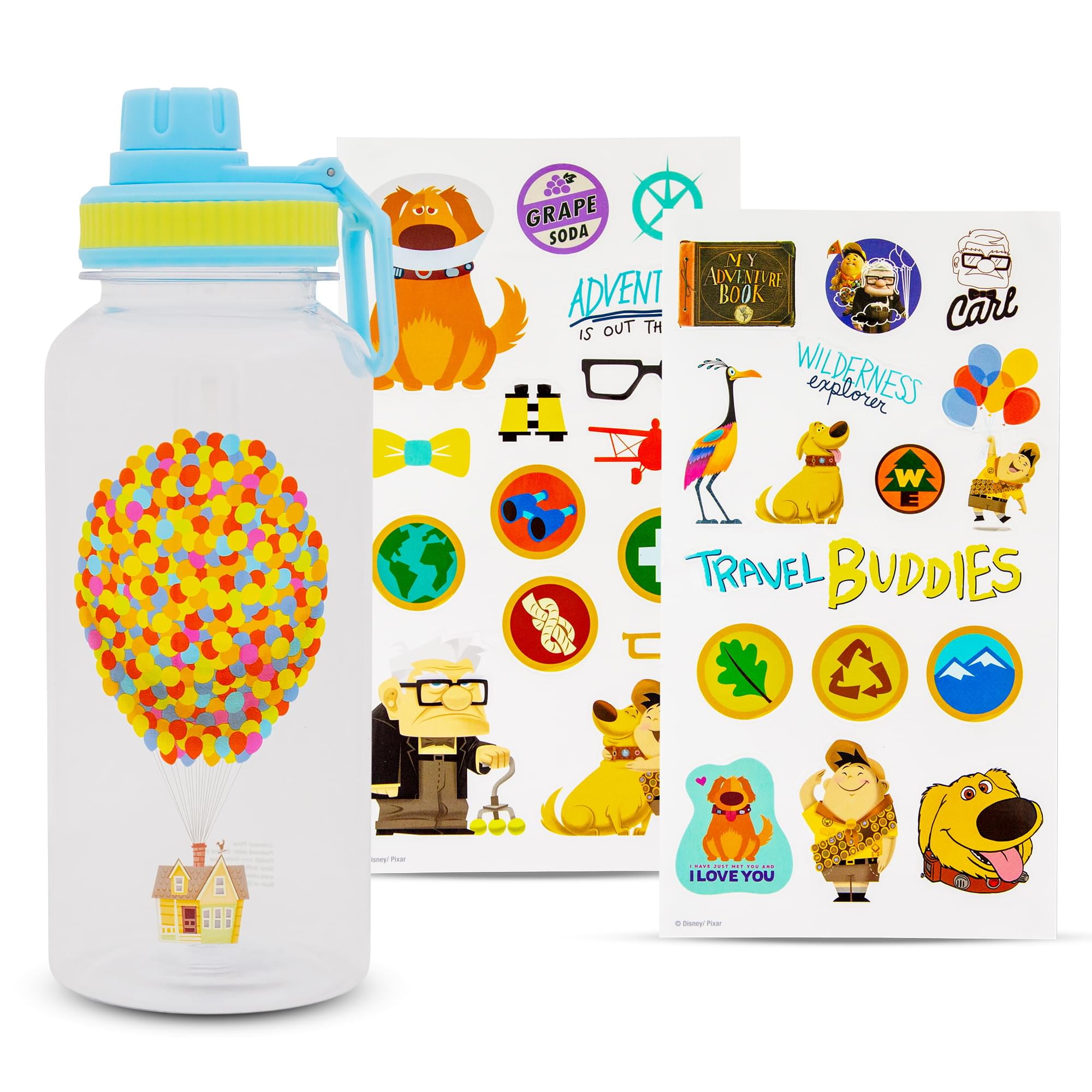 Disney Pixar Up 32-Ounce Twist Spout Water Bottle and Sticker Set ...