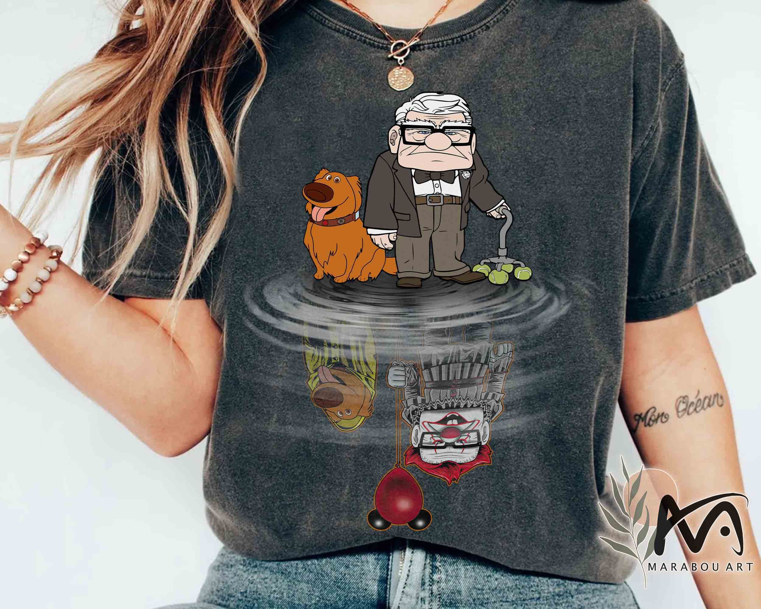 Disney Pixar Up Carl and Dug Water Mirror Horror Character Halloween T ...