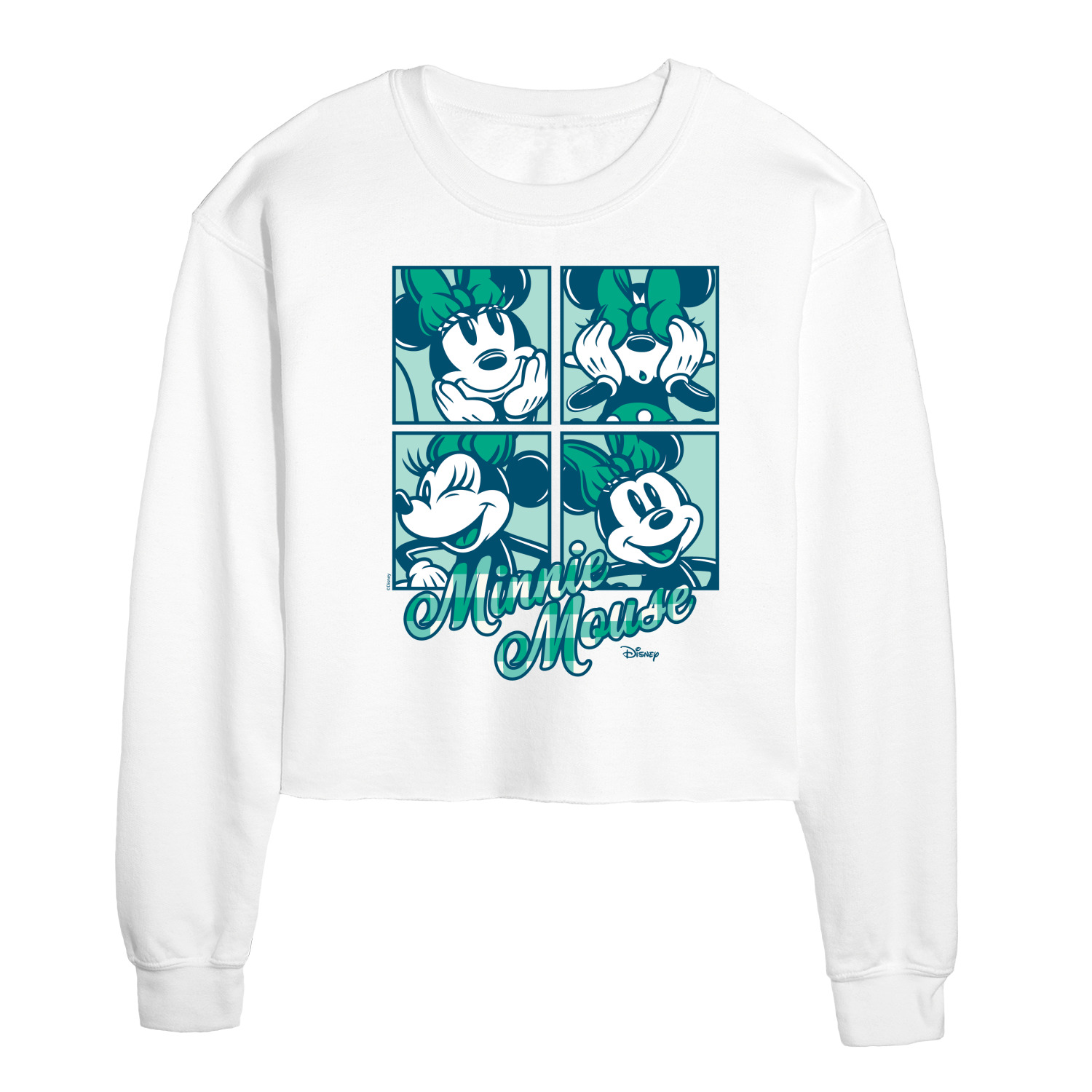 Disney - Plaid Minnie Mouse - Juniors Cropped Crew Neck Sweatshirt ...