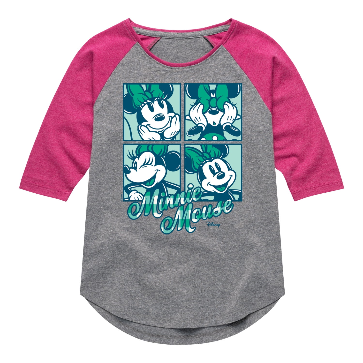 Disney - Plaid Minnie Mouse - Toddler & Youth Girls Raglan Graphic T ...