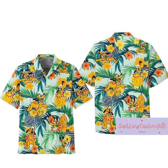 Disney Pluto Dog Hawaiian Shirt, Pluto Button Shirt, Tropical Shirt ...