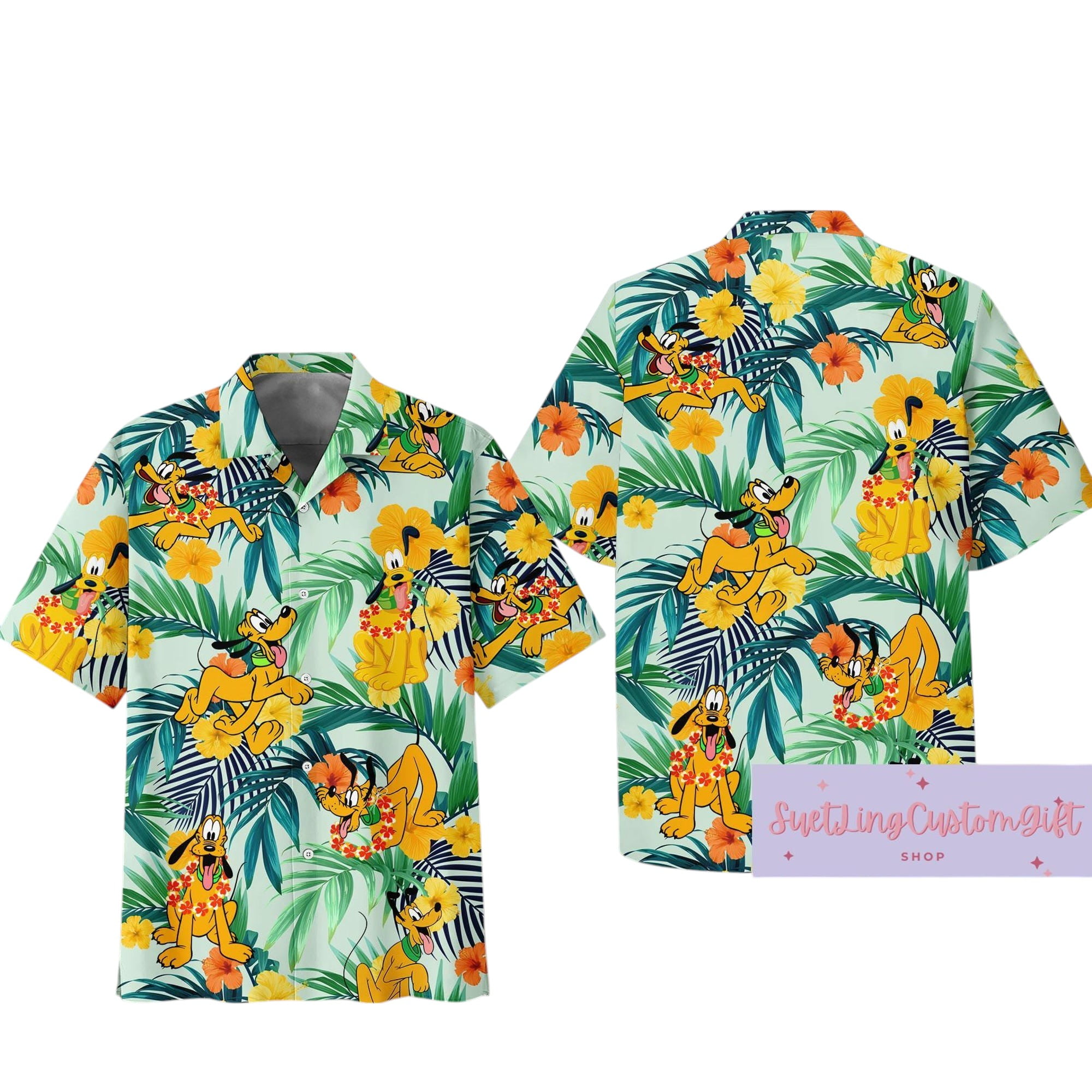 Disney Pluto Dog Hawaiian Shirt Tropical Cartoon Summer Beach Shirt ...