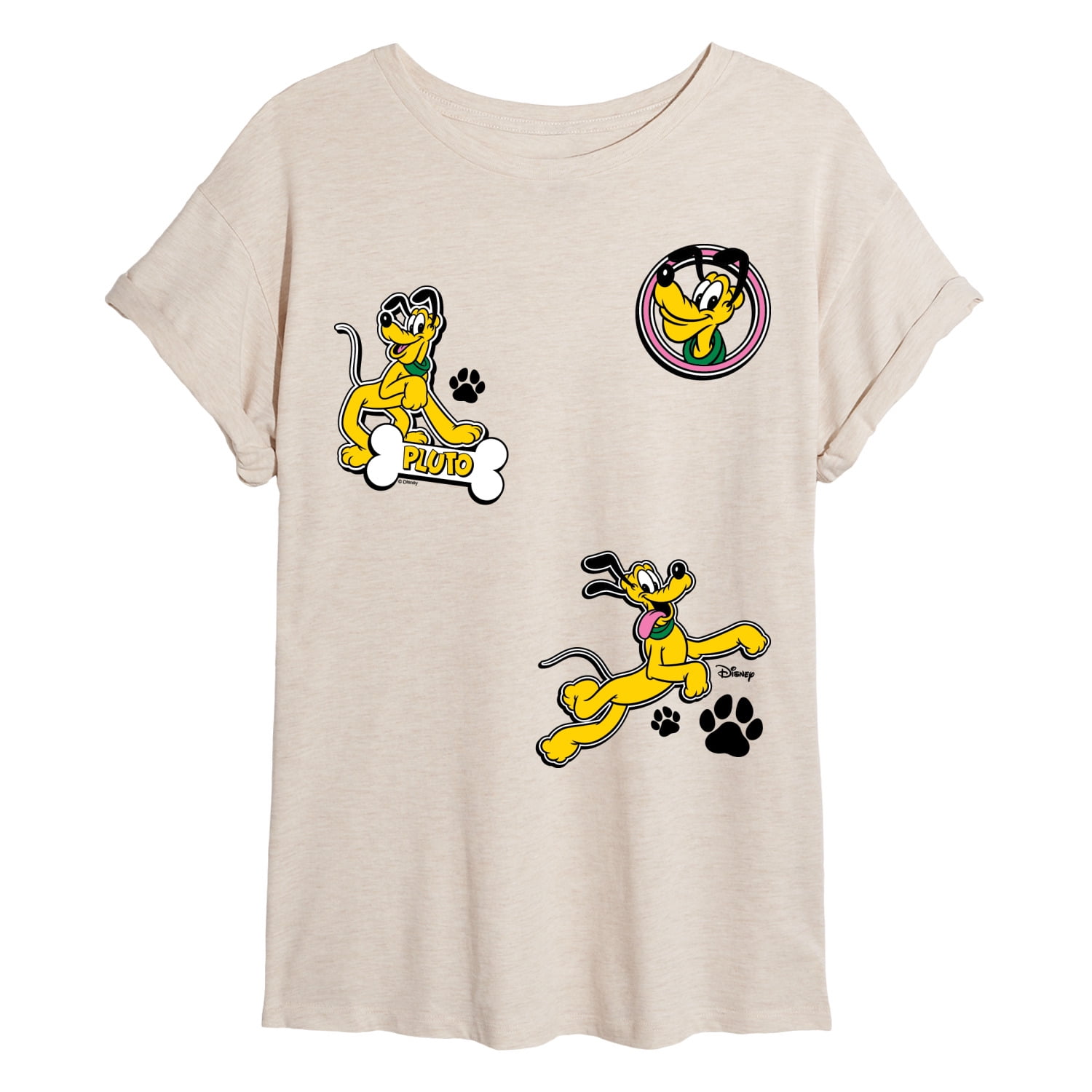 Disney - Pluto Paw Prints And Bone - Womens Oversized Graphic T-Shirt ...