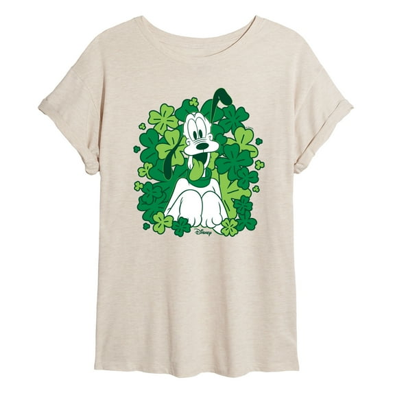 Disney - Pluto Shamrocks - Juniors Oversized Graphic T-Shirt - Walmart.com