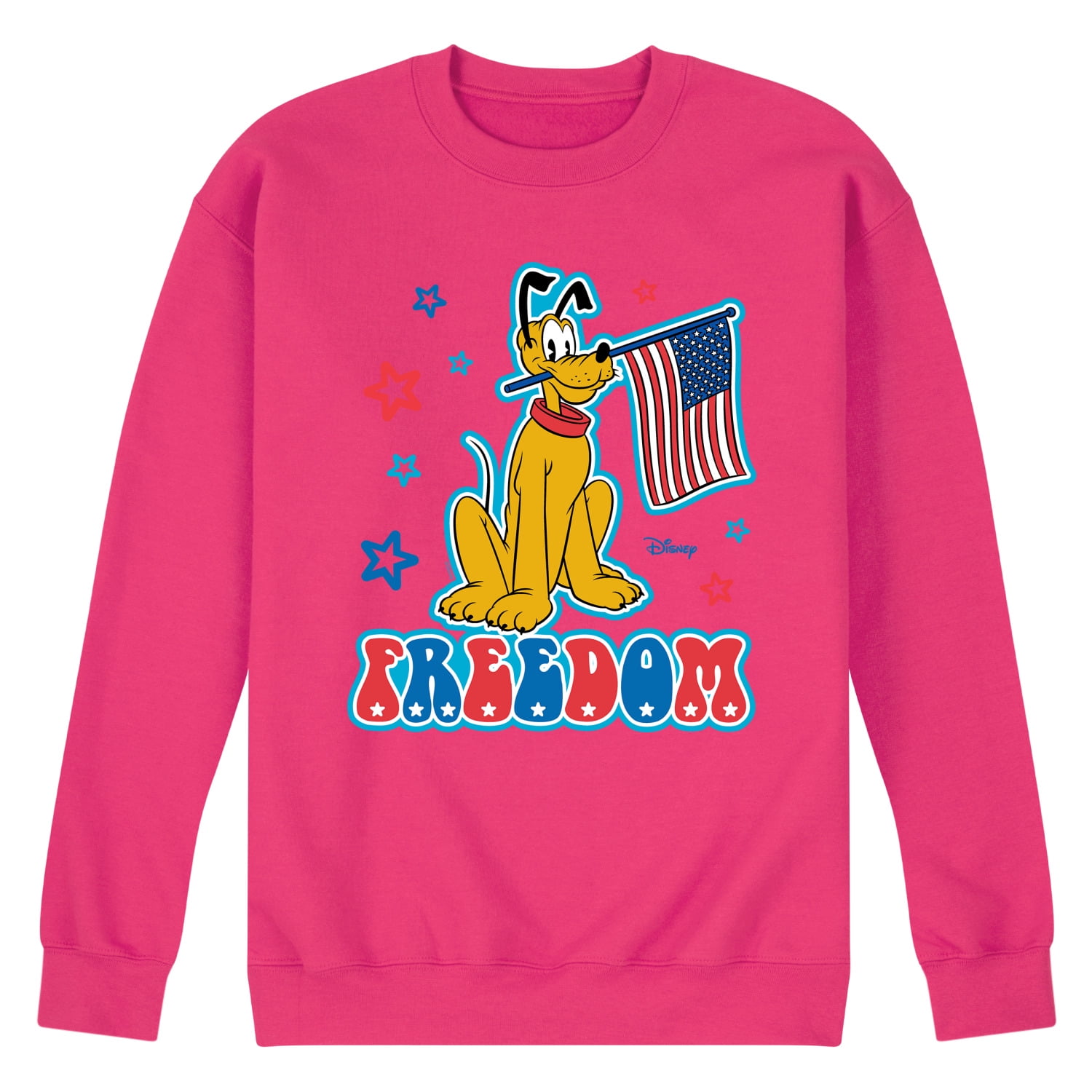 Disney Pluto Usa Flag Mens Crew Neck Fleece Pullover