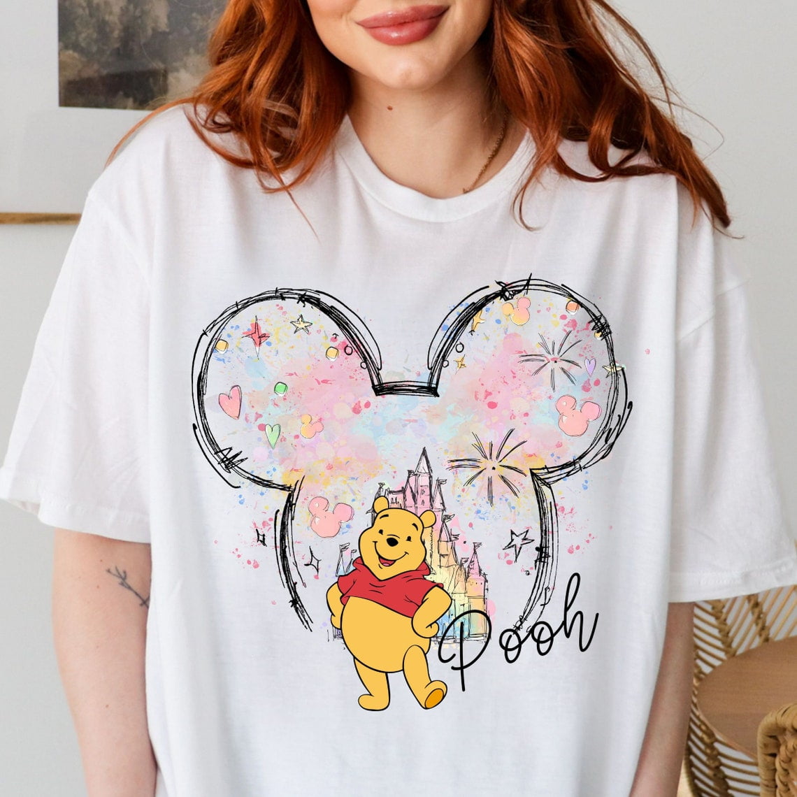 Disney Pooh T-Shirt, Disney Matching, Disney Watercolor Castle, Disney Ears Themed, Winnie the ...