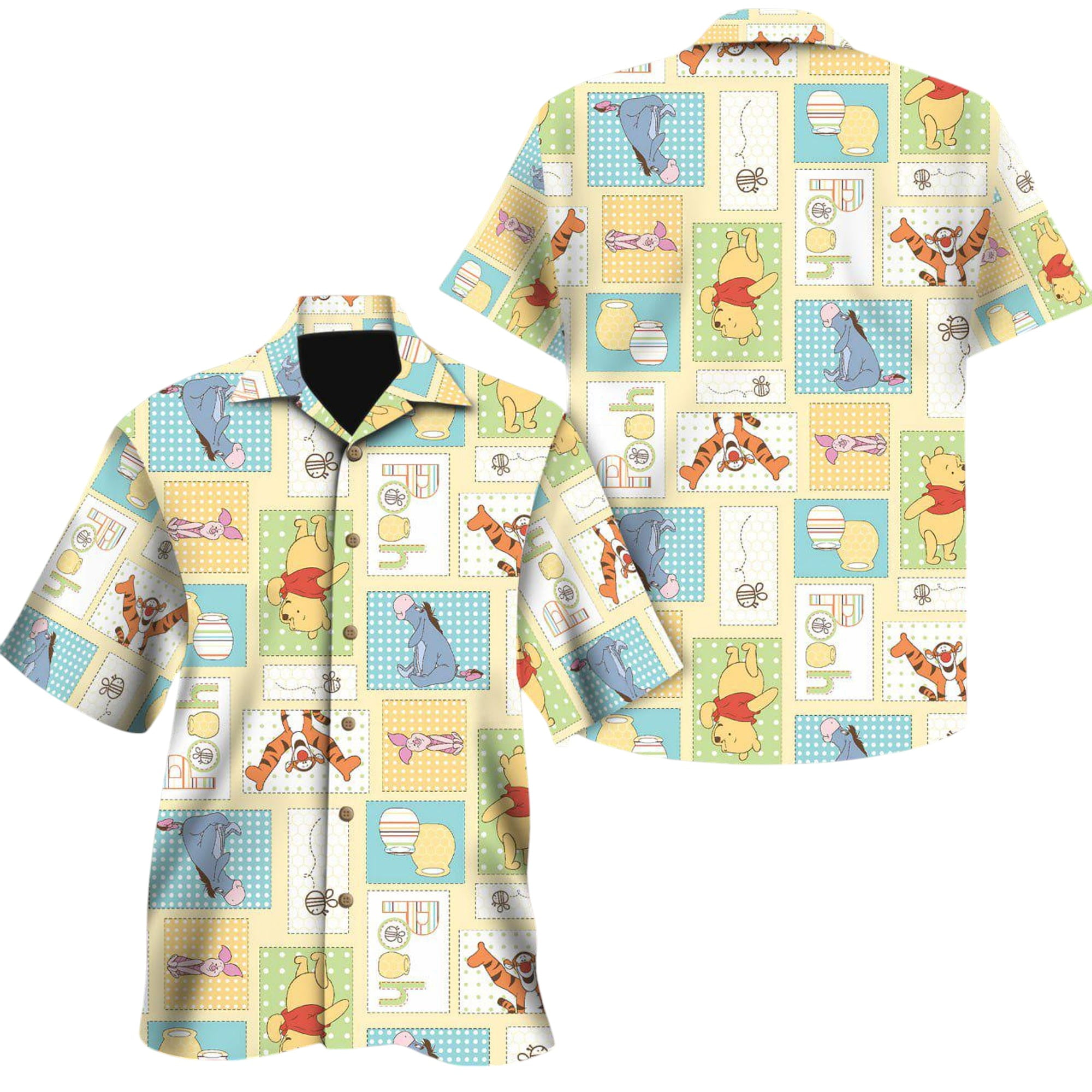 Disney Pooh and Friends Tropical Aloha Shirt Summer Hawaiian Tee ...