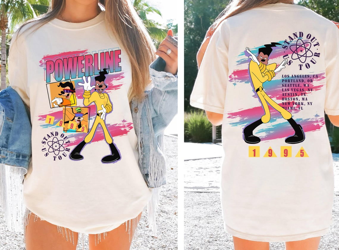 Disney Powerline A Goofy Movie Stand Out World Tour 1995 Retro T-Shirt ...