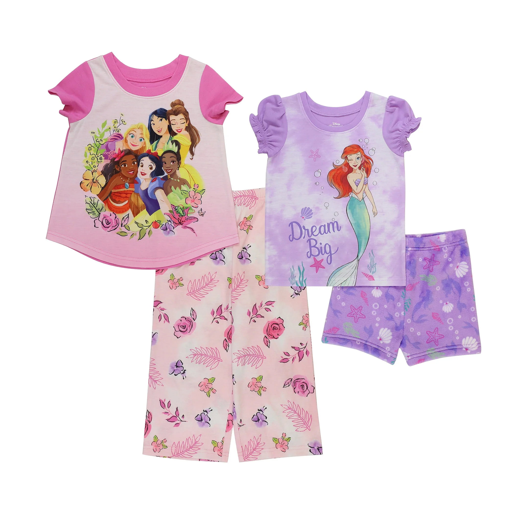 Disney Princes Girl's 4-Piece Character Pajama Set, Size 4T - Walmart.com