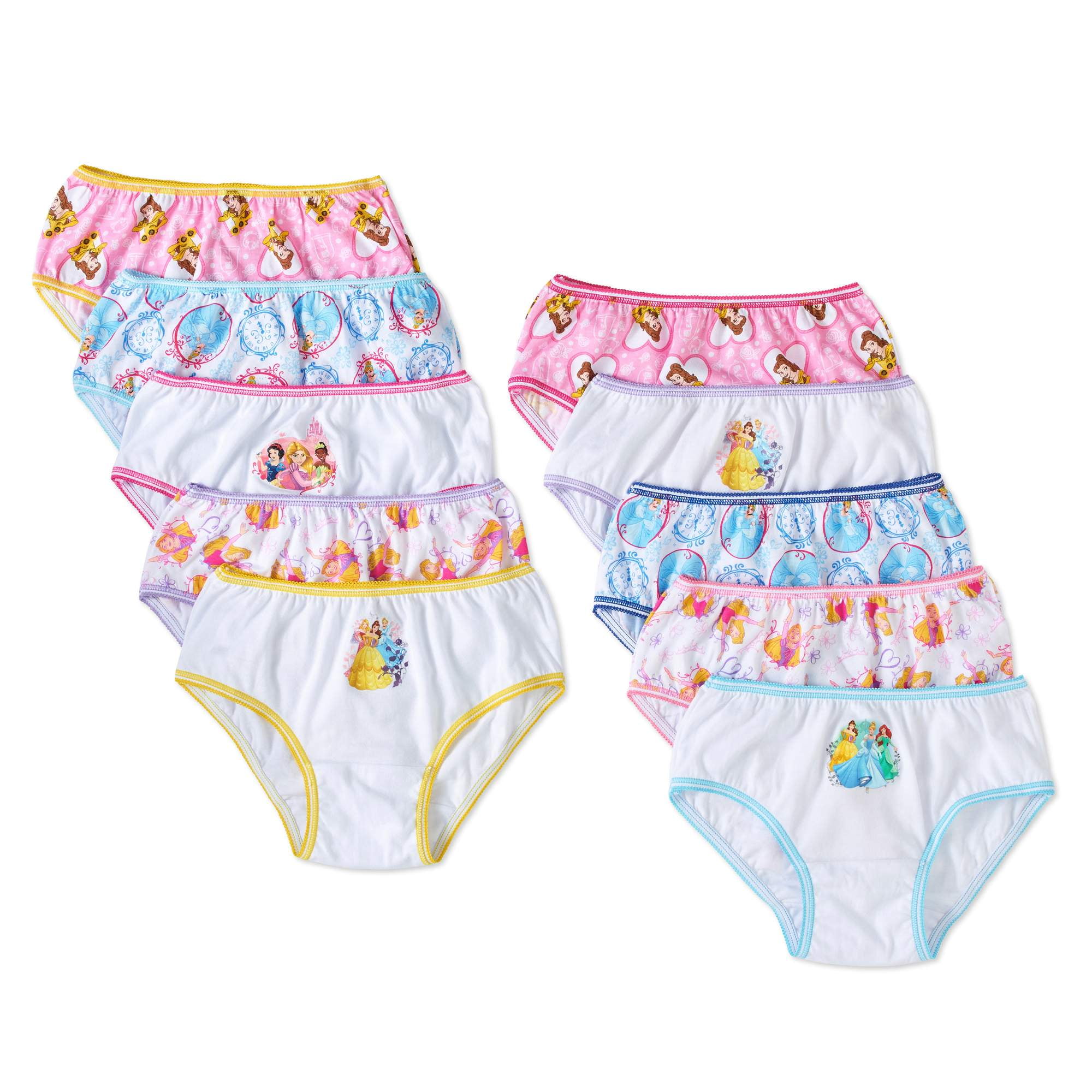 Disney Princess 10-Pack Girls Panties Underwear Cinderella Belle Ariel ...