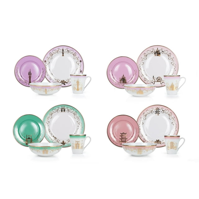 Disney Princess 16-Piece Dinner Dishware Set | Tiana, Rapunzel, Aurora ...