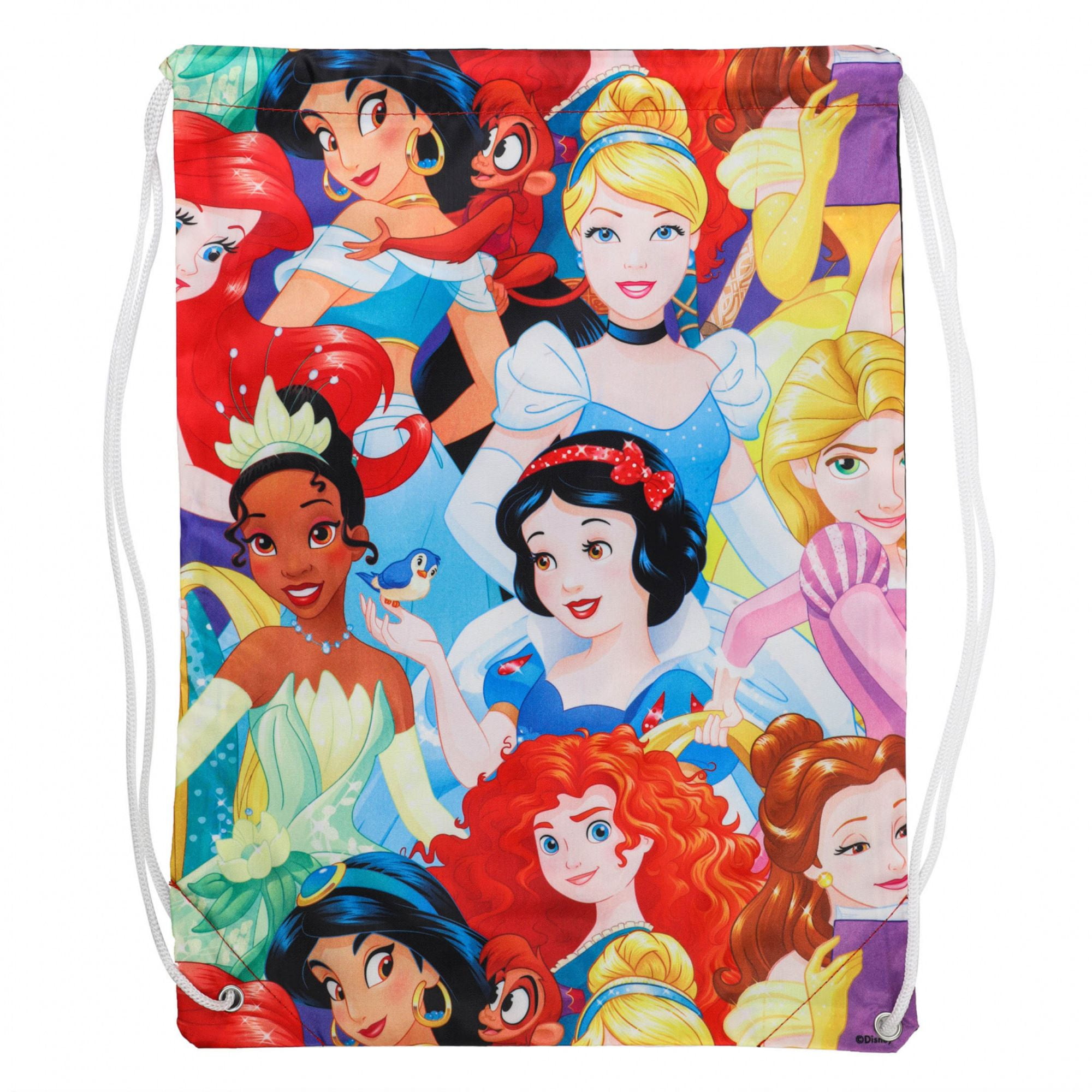Disney Princess 18 Inch Drawstring Backpack Cinch Bag Travel Tote Girls ...