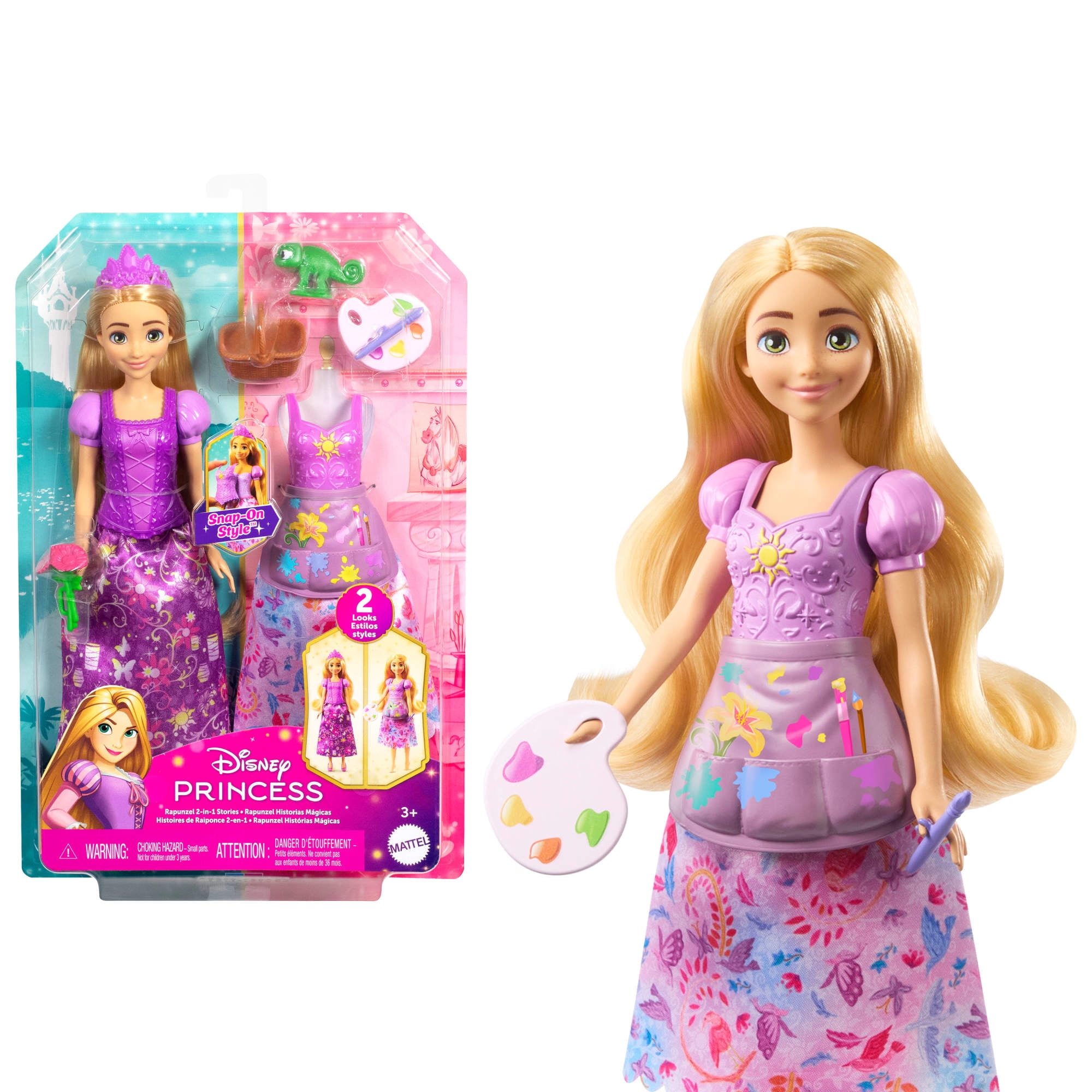 Disney Princess 2-in-1 Stories Rapunzel Fashion Doll with 2 Snap-On ...