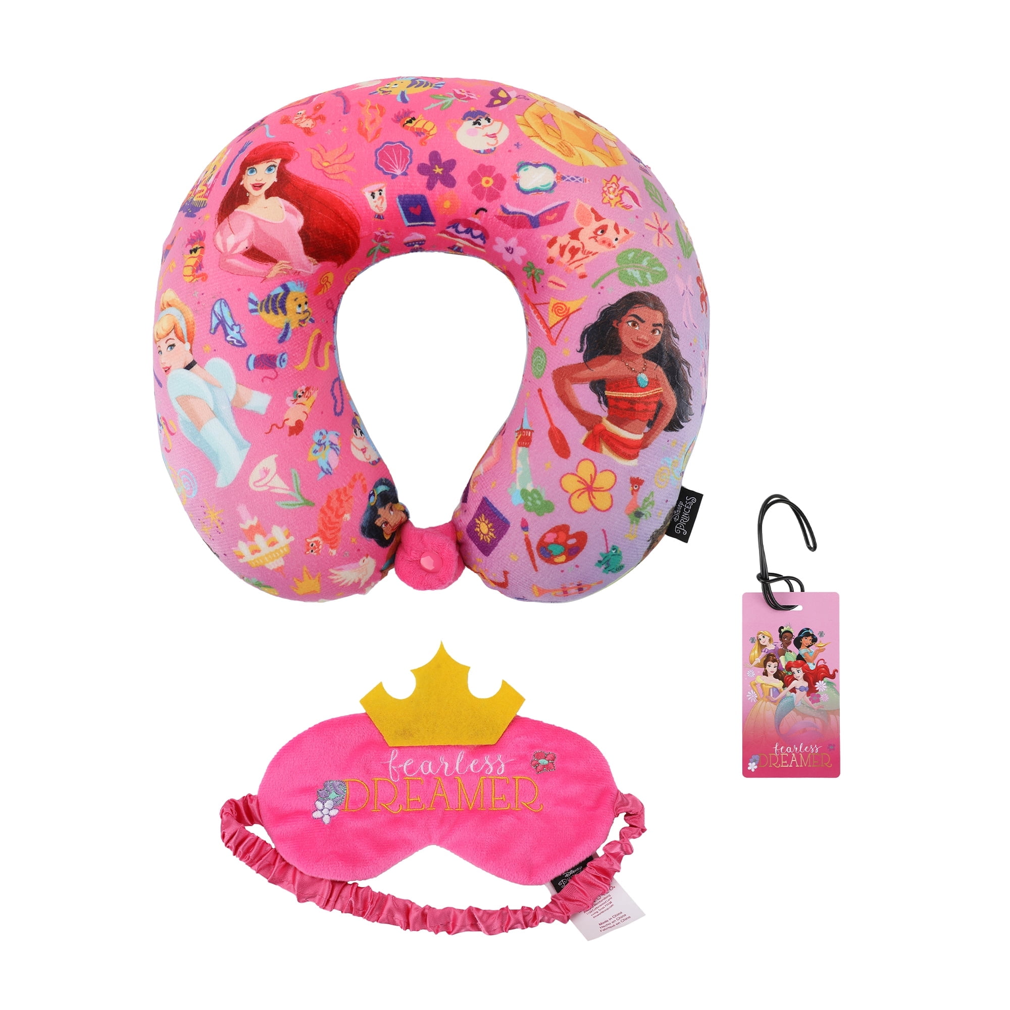 Disney Princess 3-Piece Neck Pillow Travel Set With Eye Mask & Luggage ...
