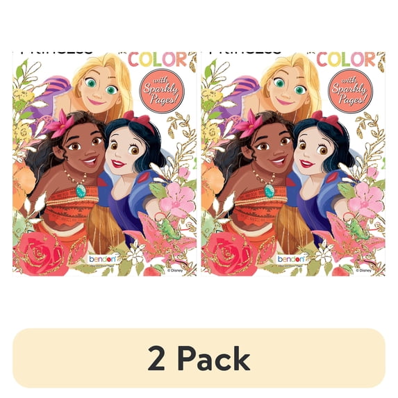 (2 pack) Disney Princess 32-page Glitter Coloring Book, by Bendon ...