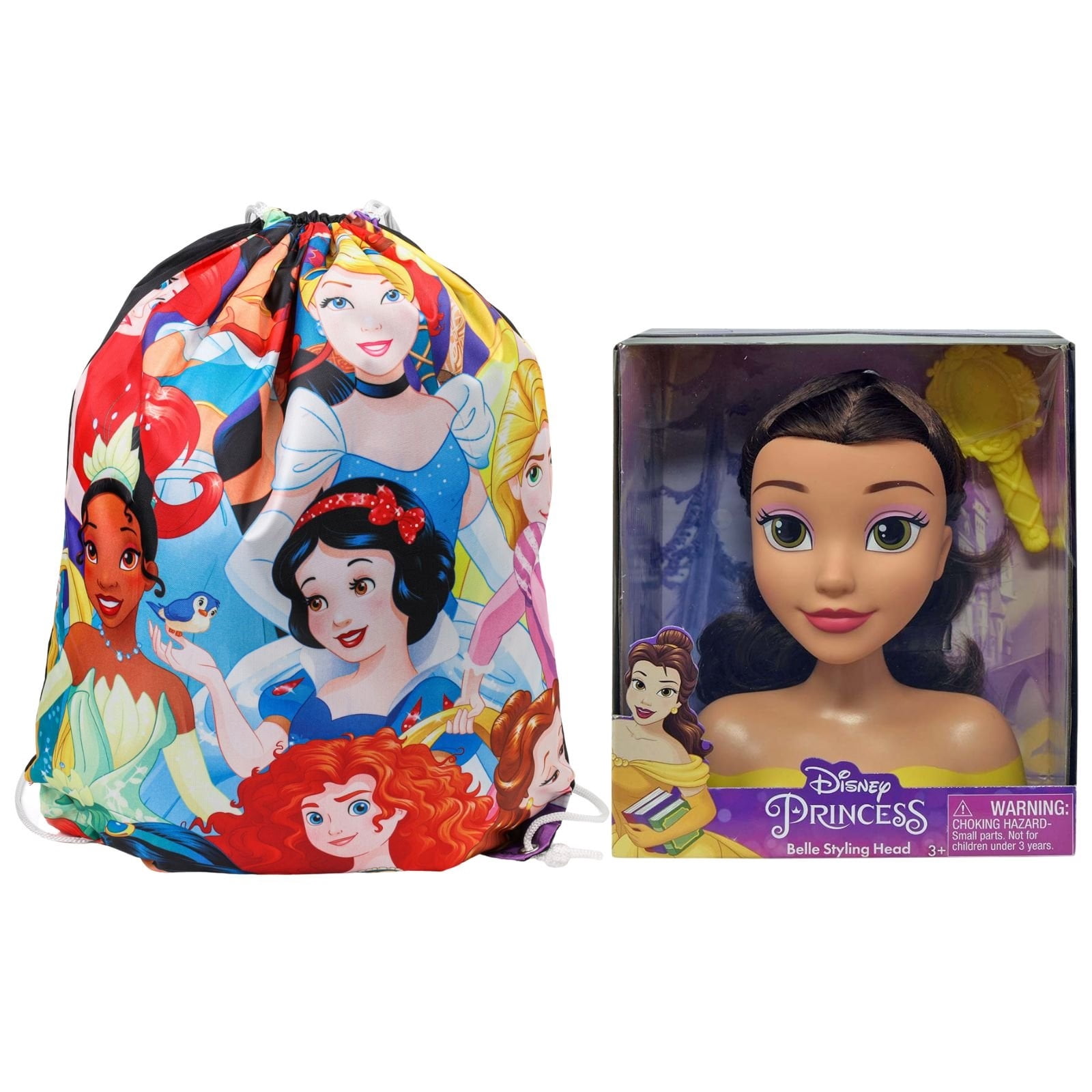 Disney Princess 3pc Belle Styling Head and Cinch Bag Bundle Girls 3 and ...